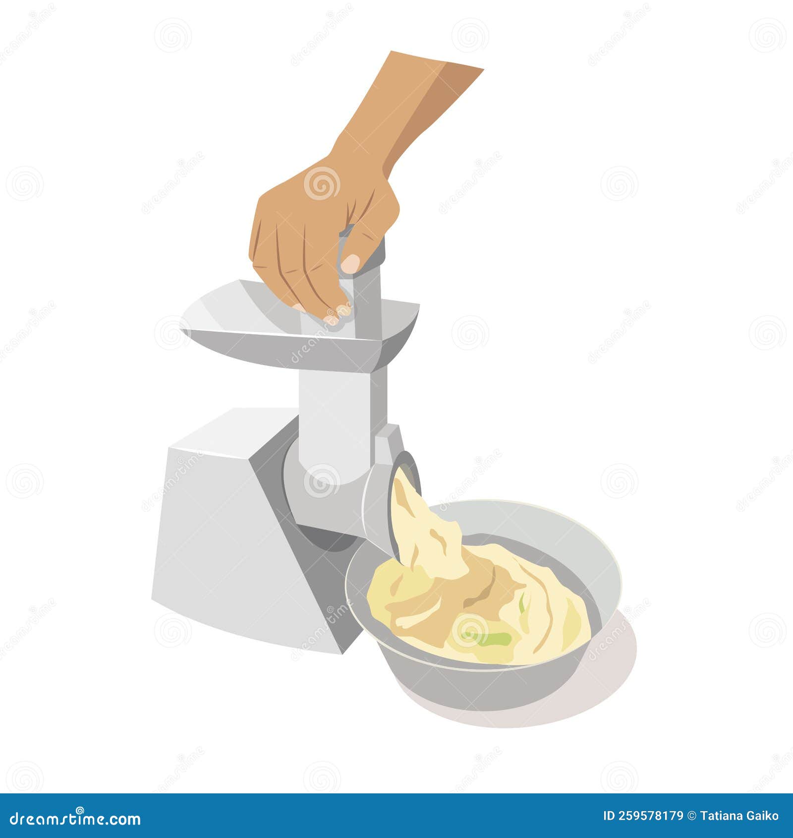 Vector Flat Illustration of Grating Ingredients on a Grate Processor ...