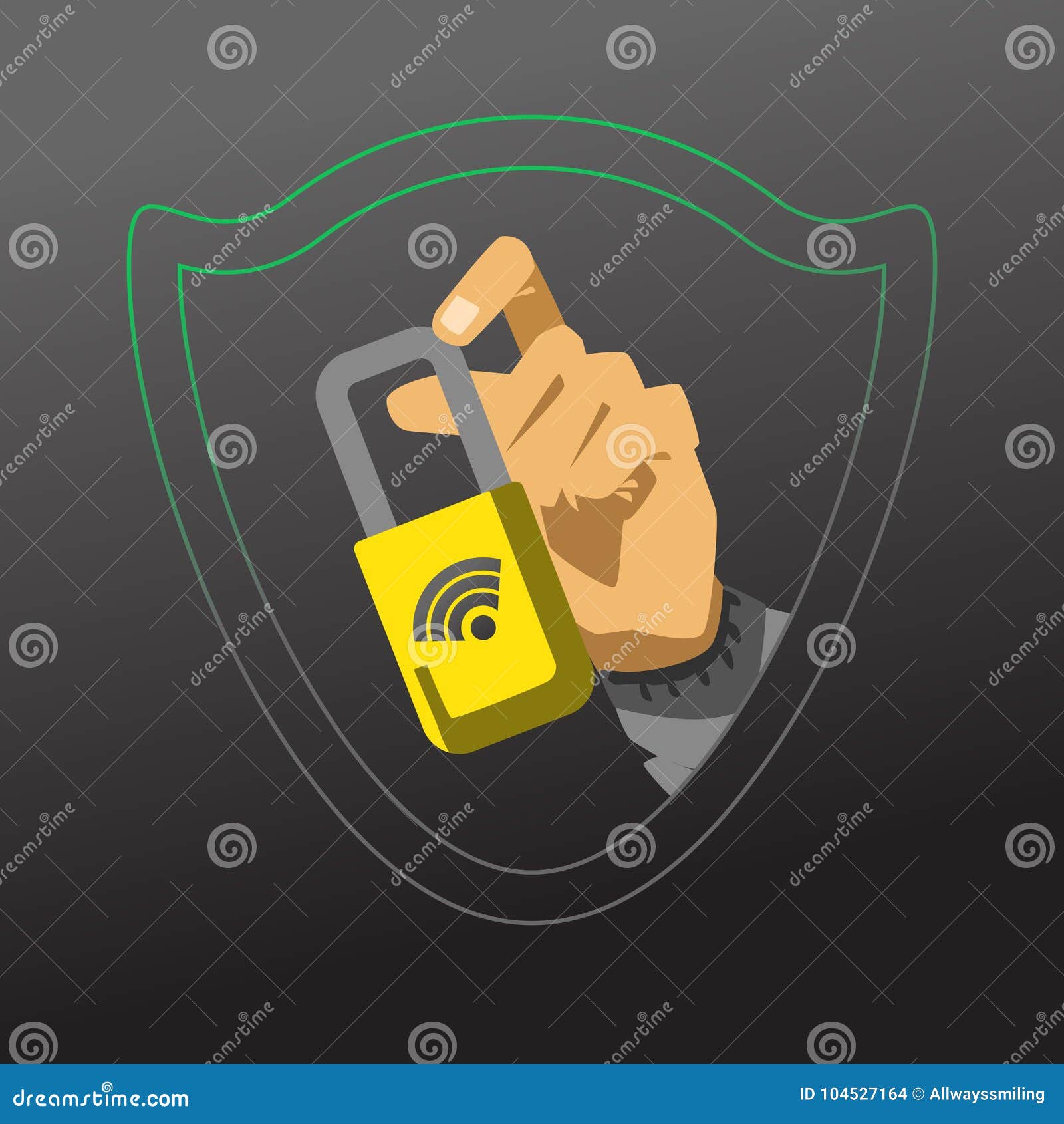 Hand Showing Closed Lock. Hacker Attack Vector Illustration Stock ...