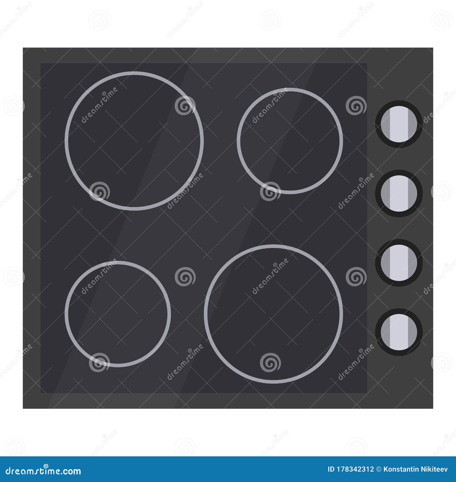 Vector Flat Illustration of Hob Stock Vector - Illustration of switch ...