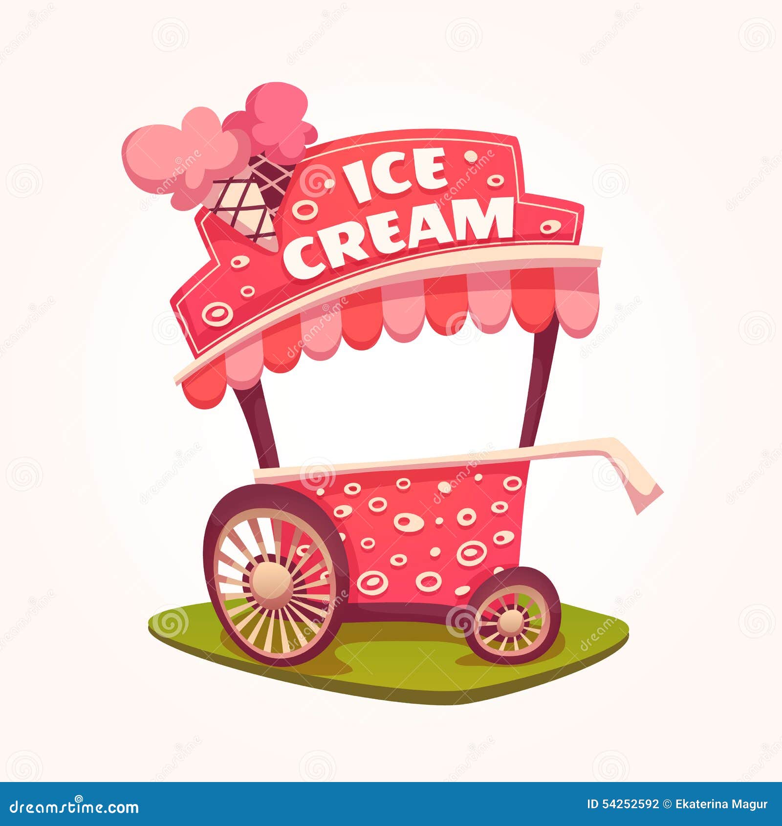 Vector Flat Illustration of Ice Cream Cart Stock Vector - Illustration ...
