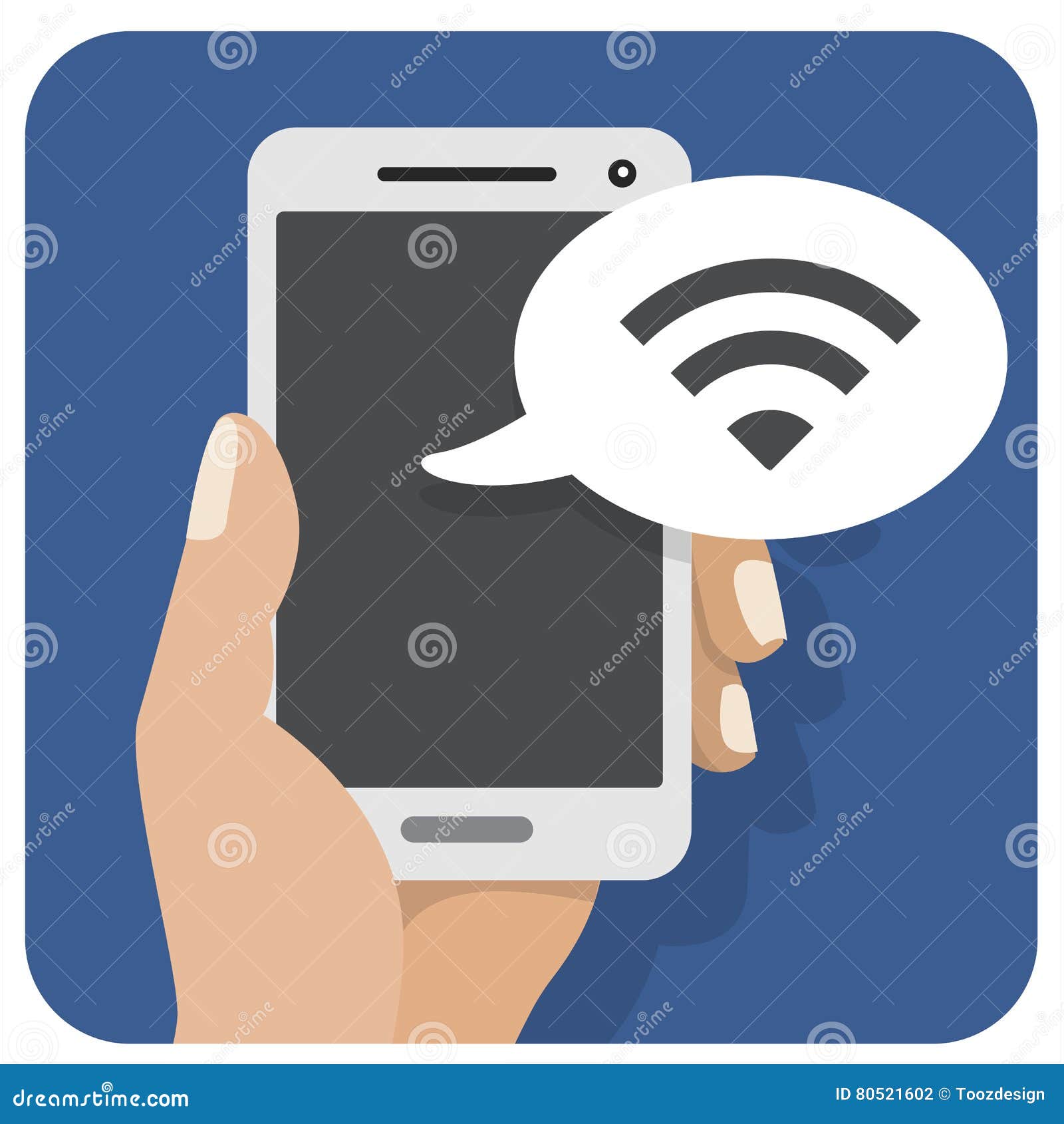 Vector Flat Illustration Icon with the Hand and Mobile Phone with a ...