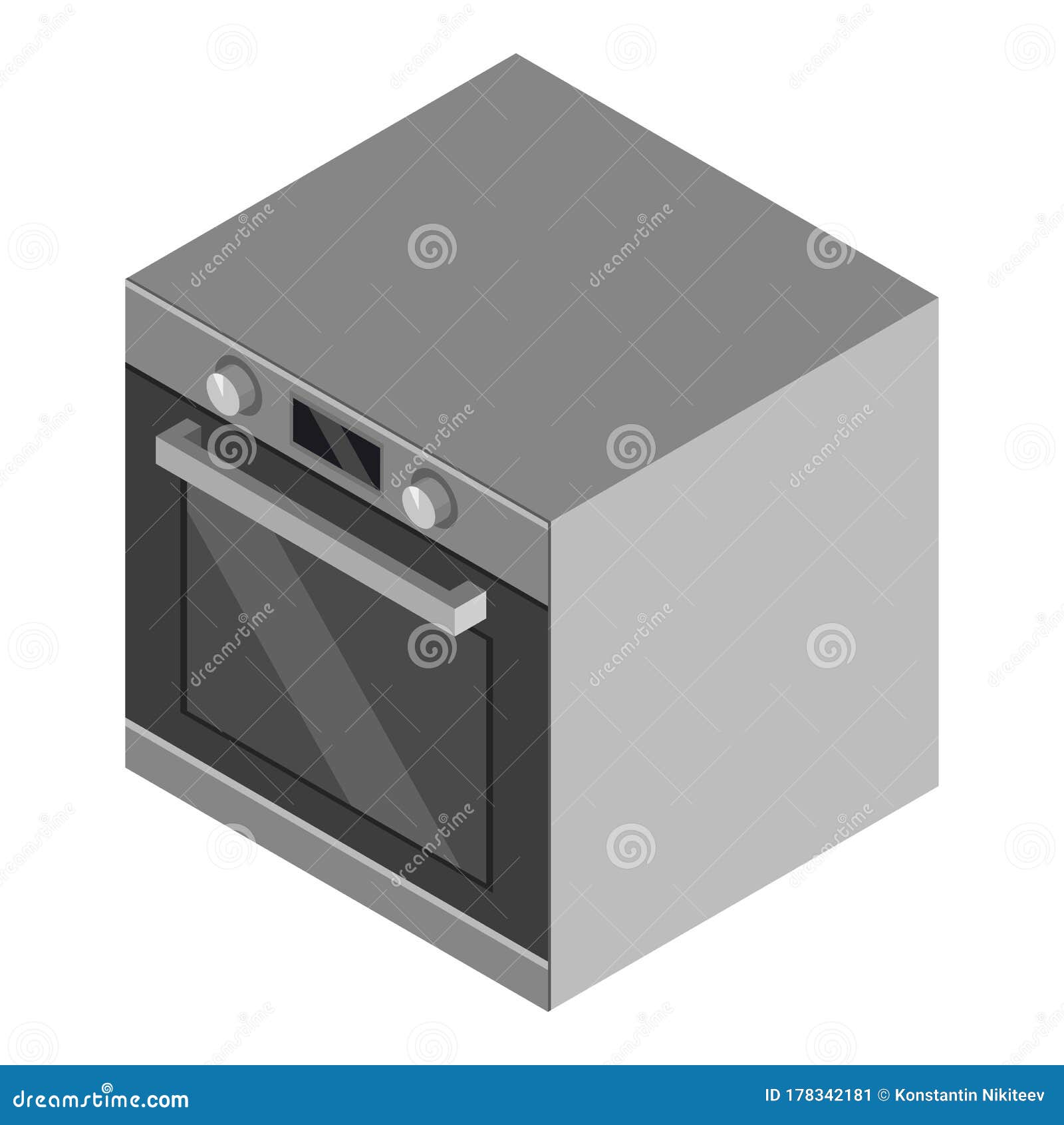 Vector Flat Illustration of Oven Stock Vector - Illustration of gray ...