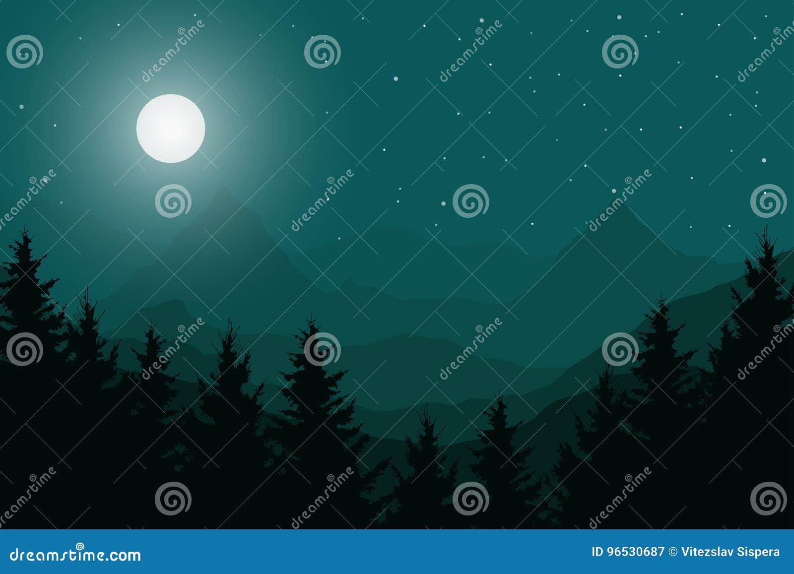 Panoramic Night Scenery, Forest On Hotizon, Starry Sky, Cycle From New ...