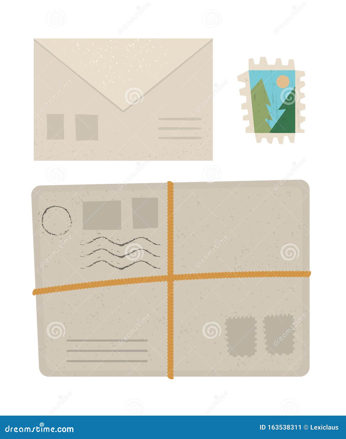 Parcel With Stamp And Label Cartoon Vector | CartoonDealer.com #3241471