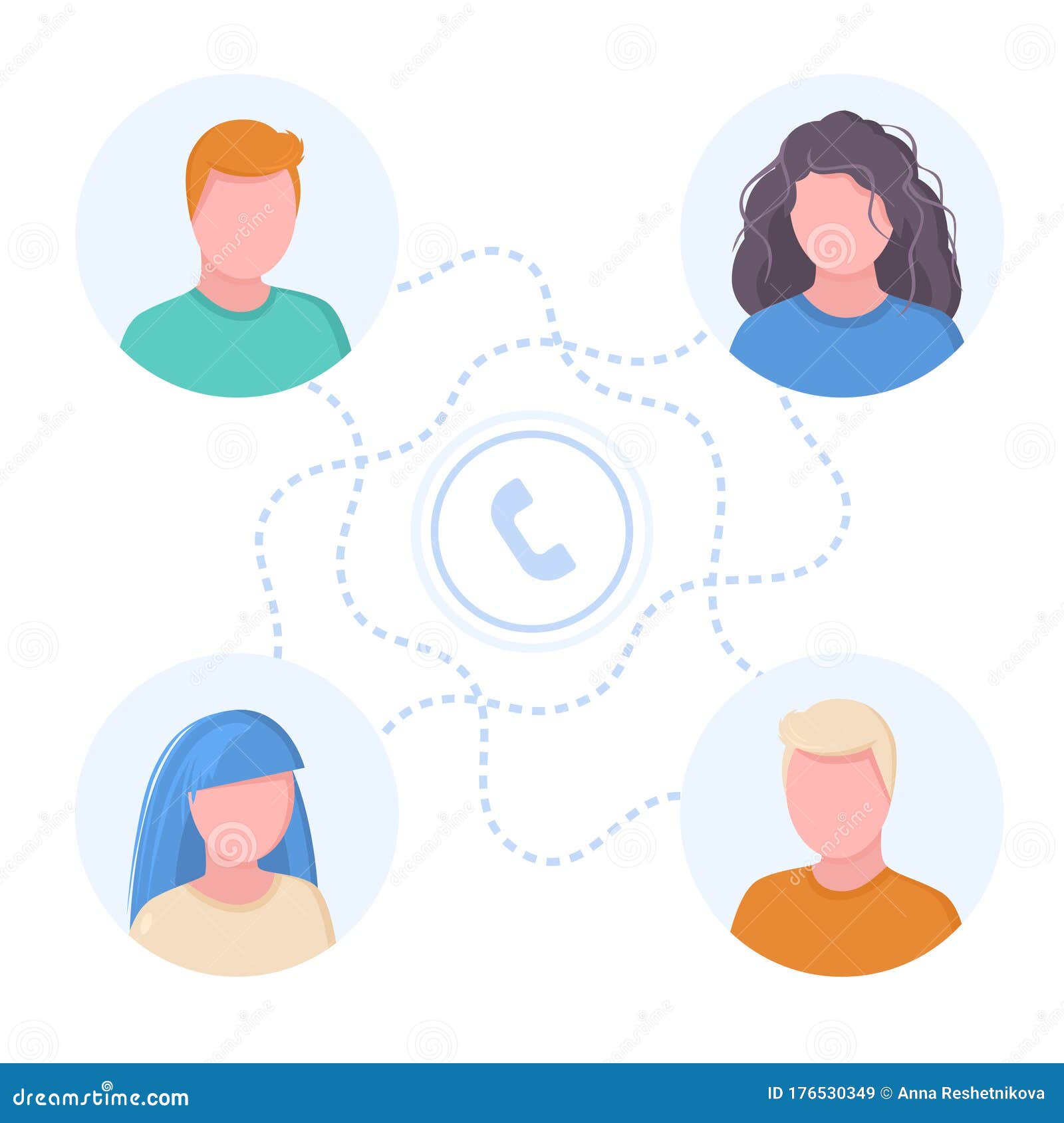 Flat Illustration with People Calling Each Other Stock Vector ...