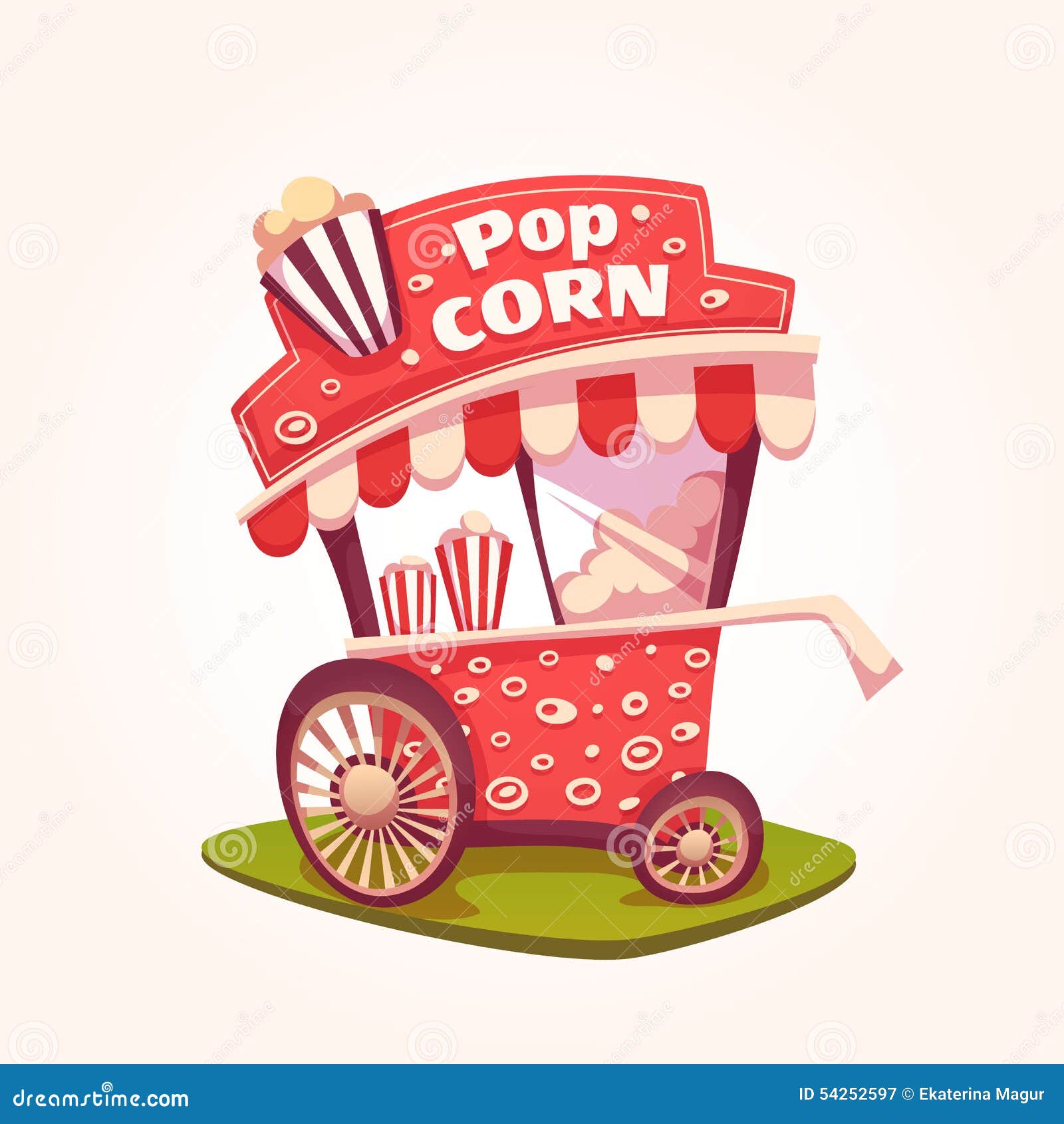 Vector Flat Illustration of Pop Corn Cart Stock Vector - Illustration ...