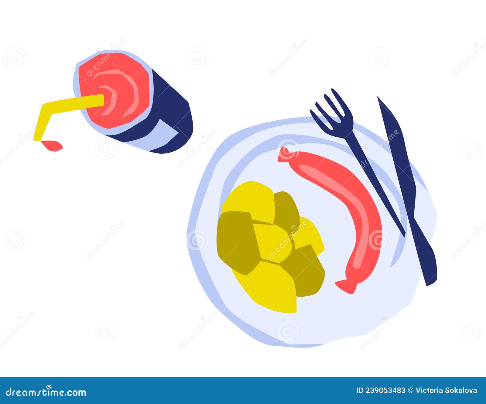 Vector Flat Illustration of a Portion of Food Stock Vector ...