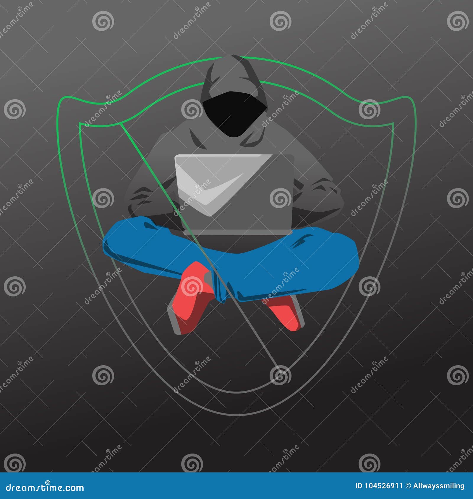 Hacker is Using Computer To Attack Vector Illustration Stock Vector ...