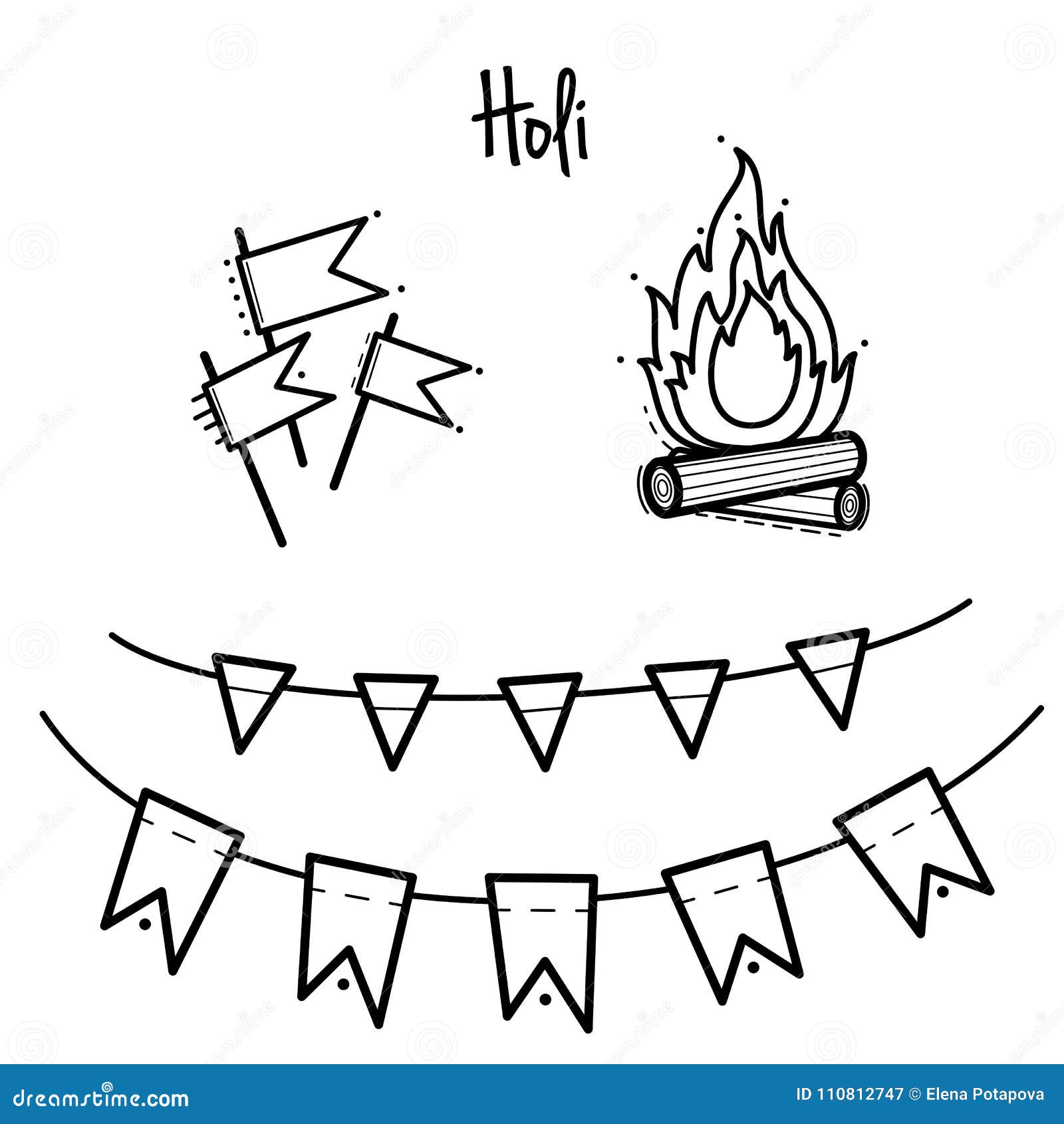 Illustration of Set of Holi Line Element Stock Vector - Illustration of ...