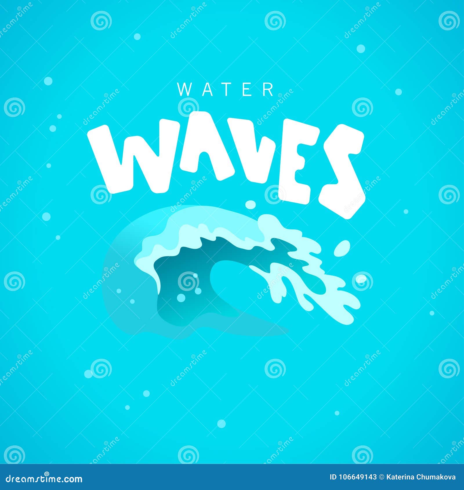 Curling Water Surge Background. Tsunami Wave In Cartoon Style. Vector ...