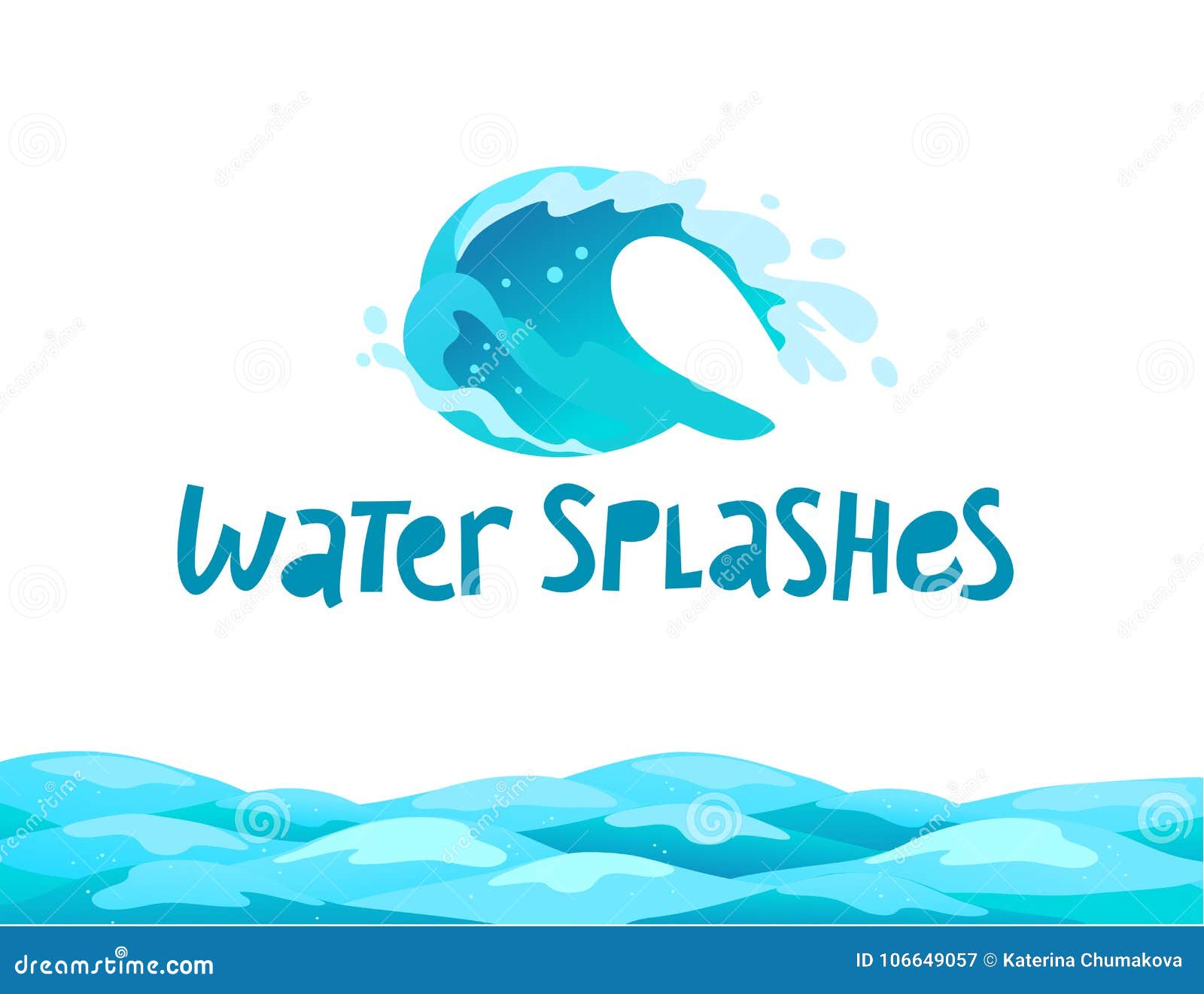 Curling Water Surge Background. Tsunami Wave In Cartoon Style. Vector ...