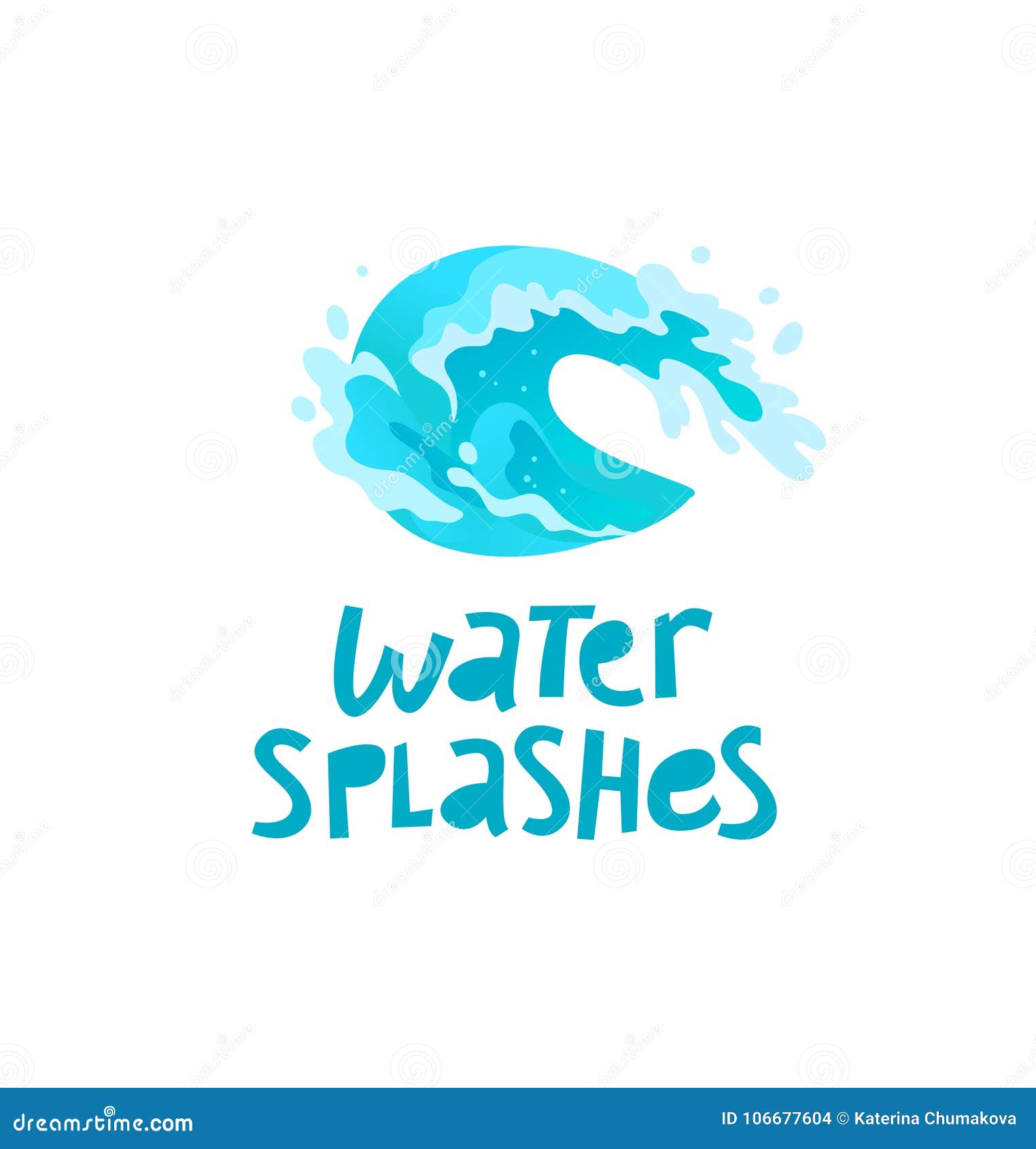 Vector Flat Illustration of Water Splashes Emblem Isolated on White ...