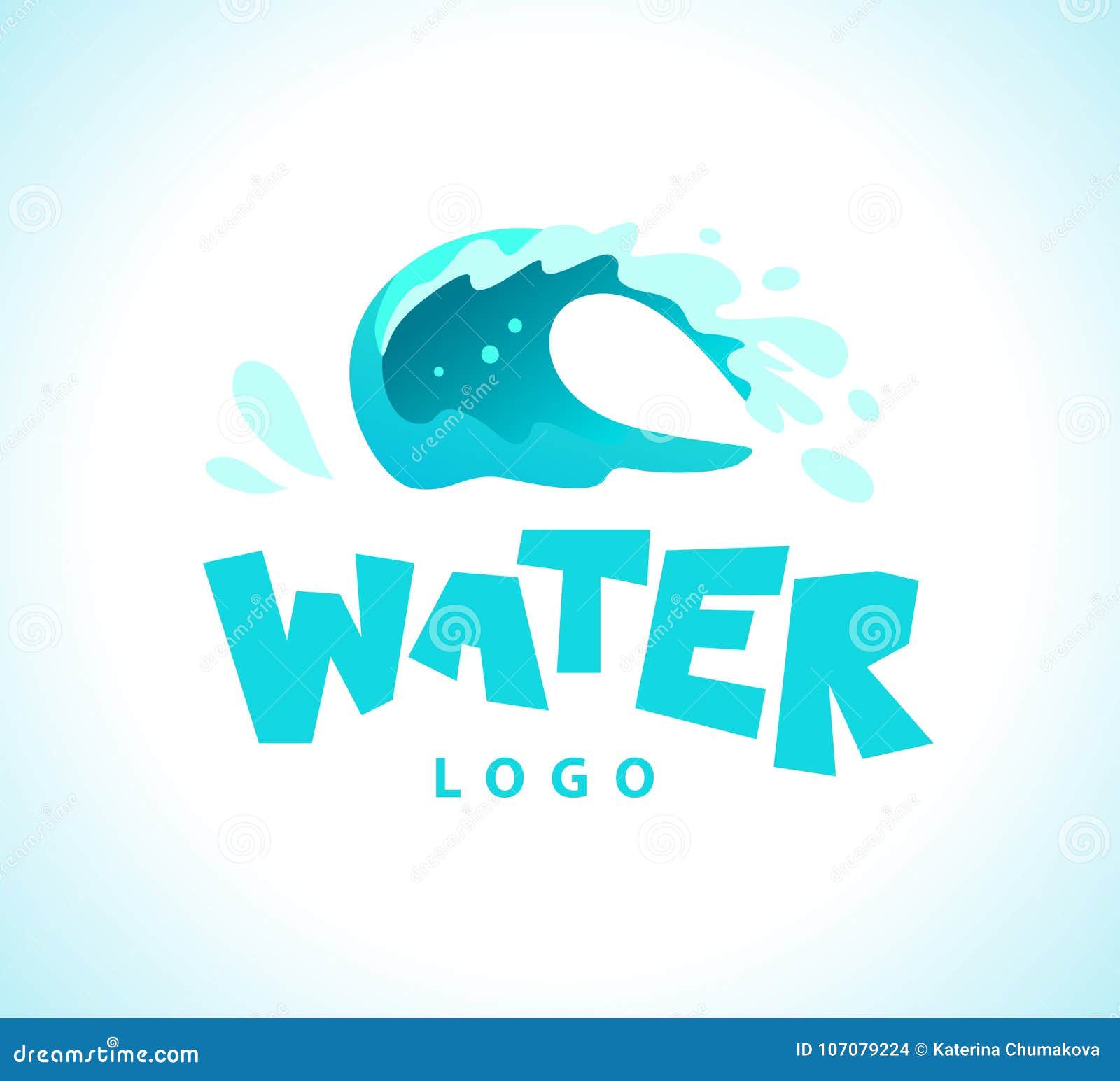 Vector Flat Illustration of Water Splashes Emblem on White Background ...
