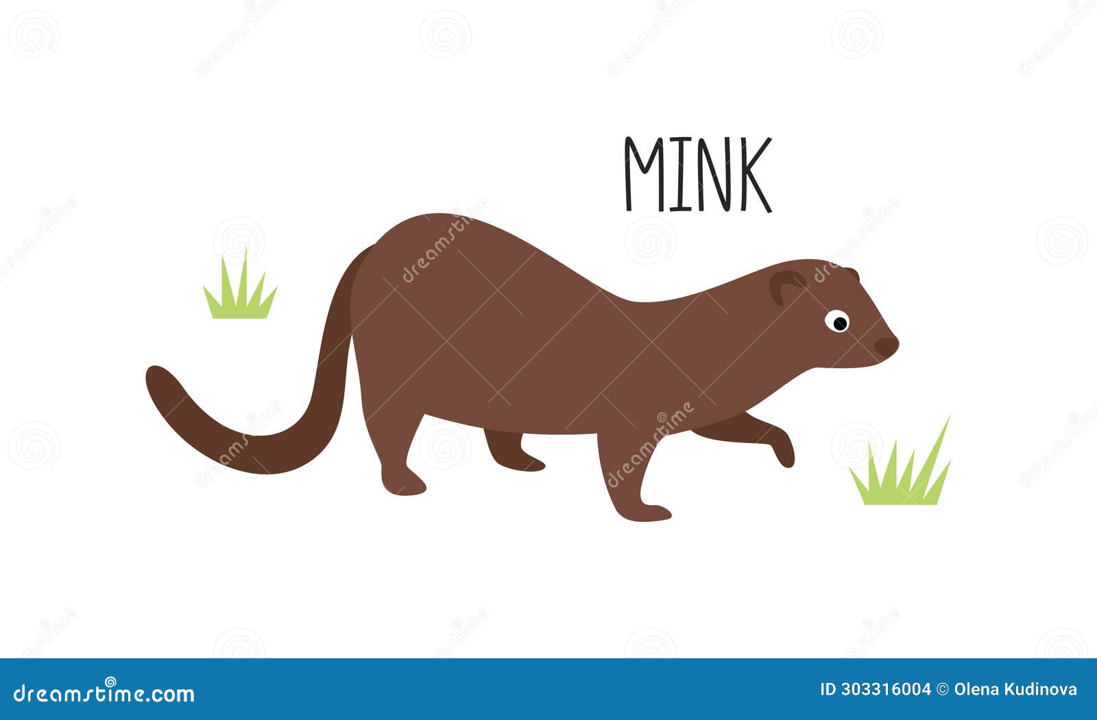Vector Flat Illustration of Wild Forest Animal, Mink. Illustration ...