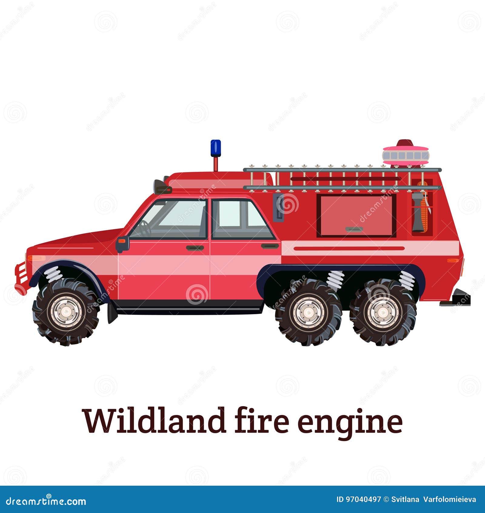 Vector Flat Illustration of Wildland Fire Engine Stock Vector ...