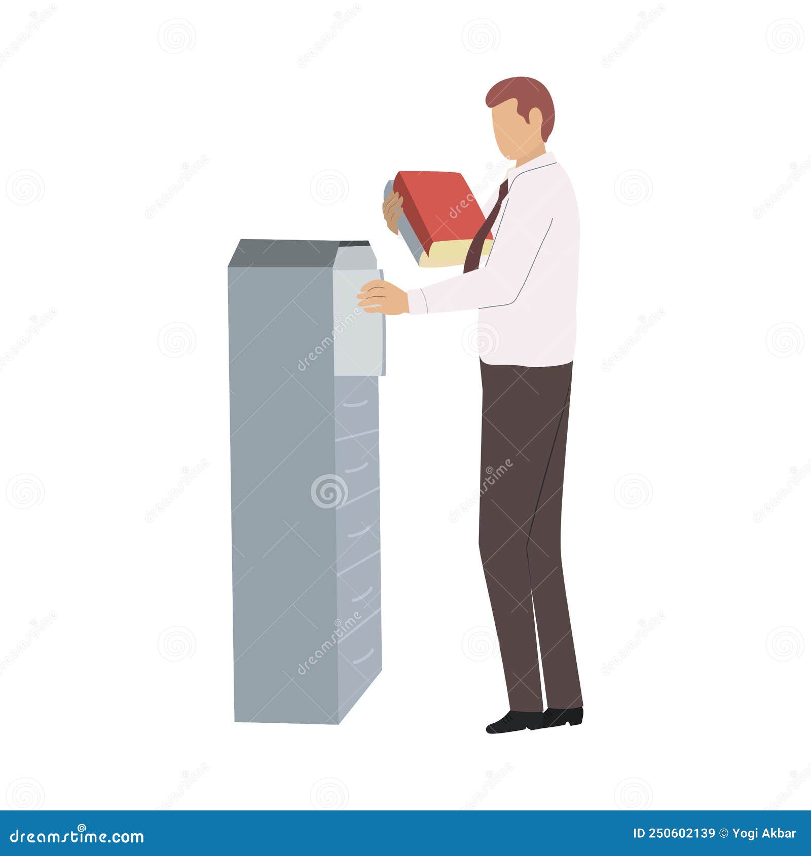 Vector Flat Illustration Of Worker With Folder, Looking For Document In ...