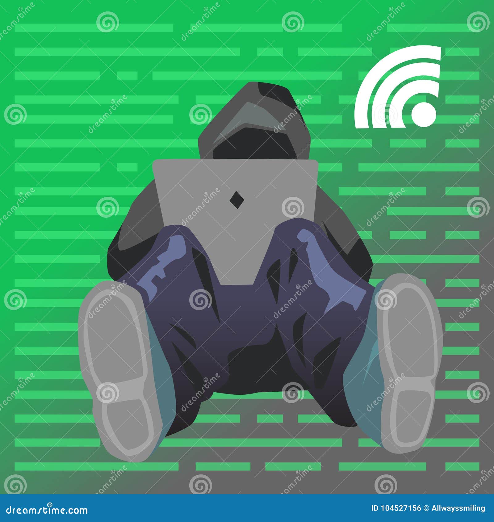 Hacker is Using Computer To Attack Vector Illustration Stock Vector ...