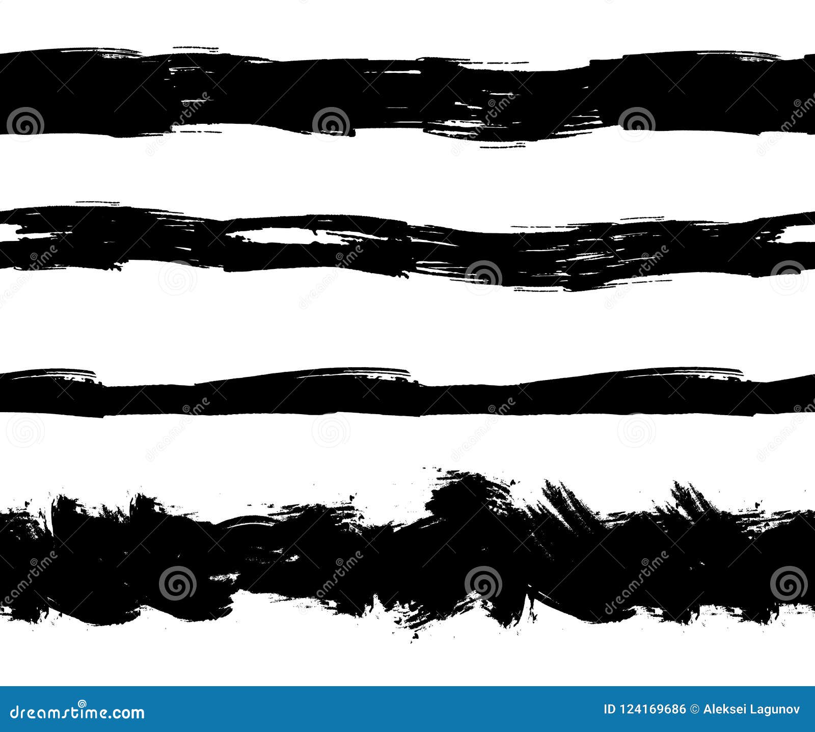 Vector Flat Ink Splatters Seamless Stripes, Grunge Lines Set Isolated ...