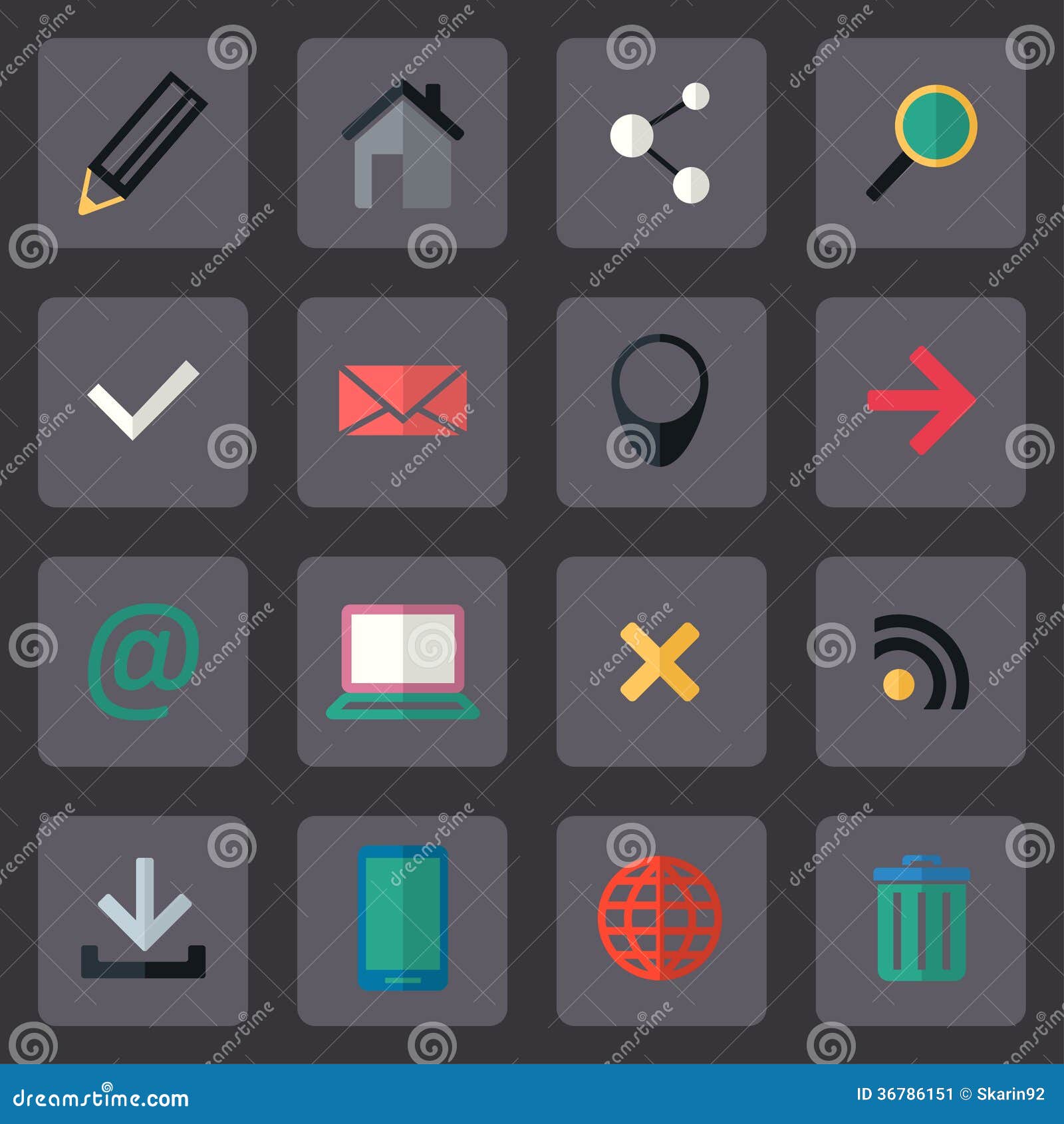 Vector Flat Internet Icons Set Stock Illustration - Illustration of ...