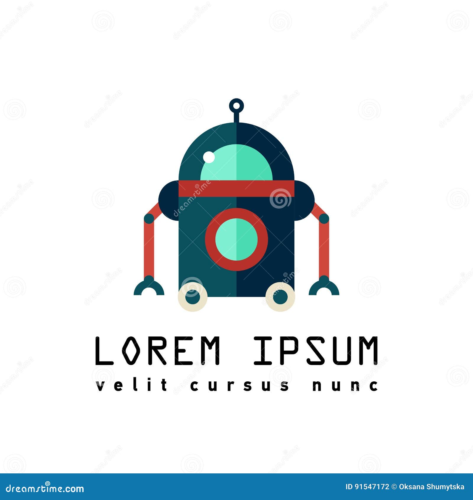 Vector flat isolated robot stock vector. Illustration of icon - 91547172