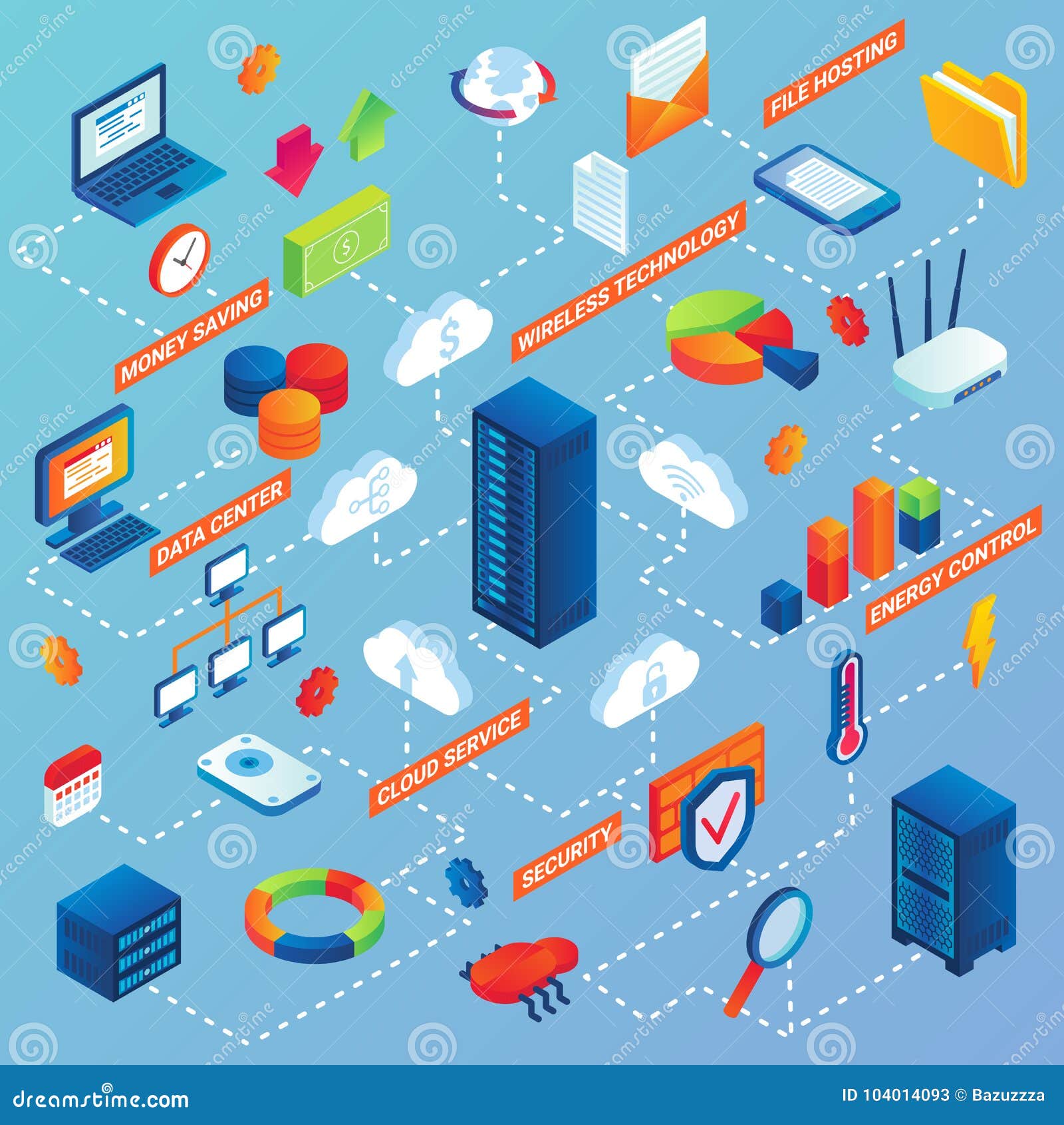 Data Center Vector Infographic Isometric Flowchart | CartoonDealer.com ...