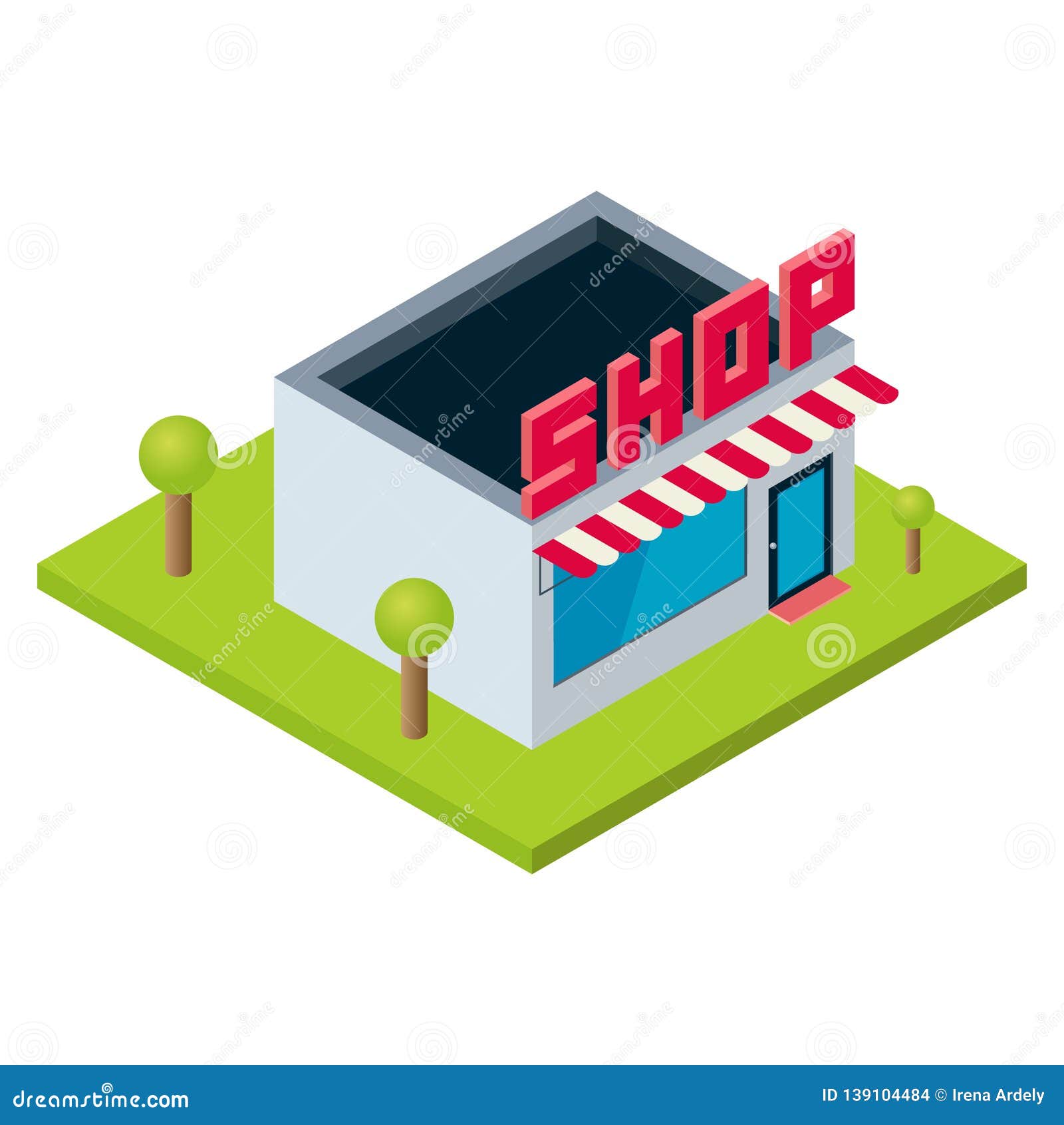 Vector Isometric Perspective Isolated Shop Store Building Model Stock ...