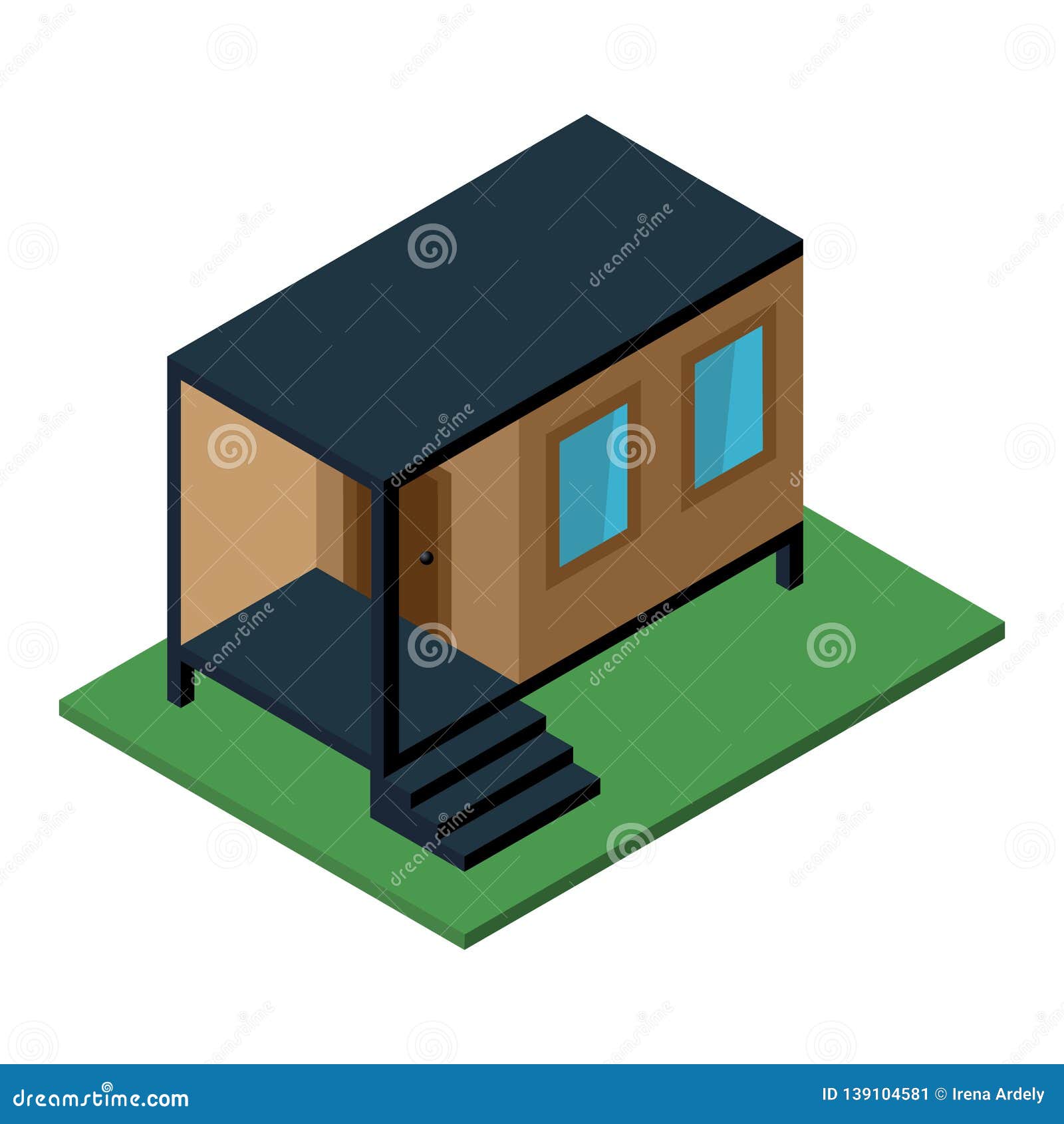 Vector Flat Isometric Perspective Isolated Small Tiny House Stock ...