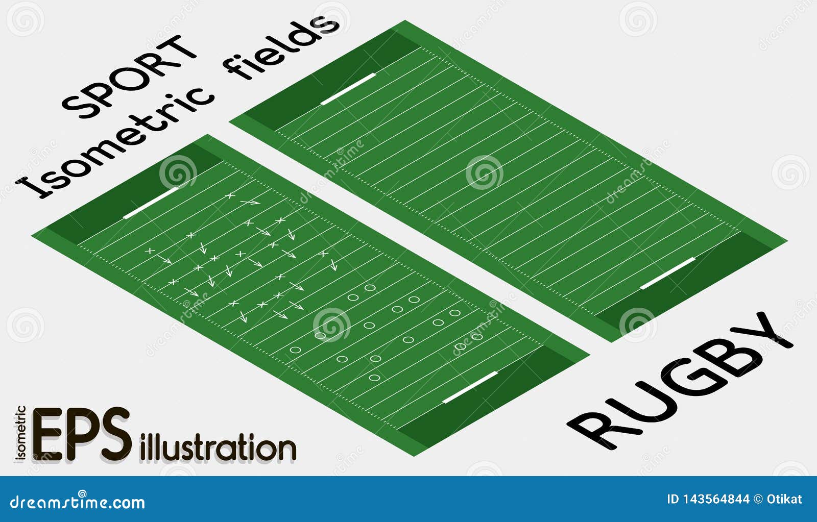 Vector Flat Isometric View of Rugby Field Illustration Stock ...