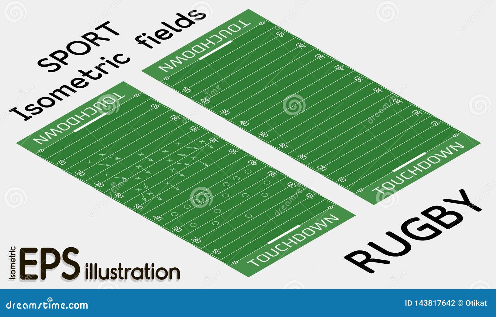 Vector Flat Isometric View of Rugby Field Illustration Stock ...