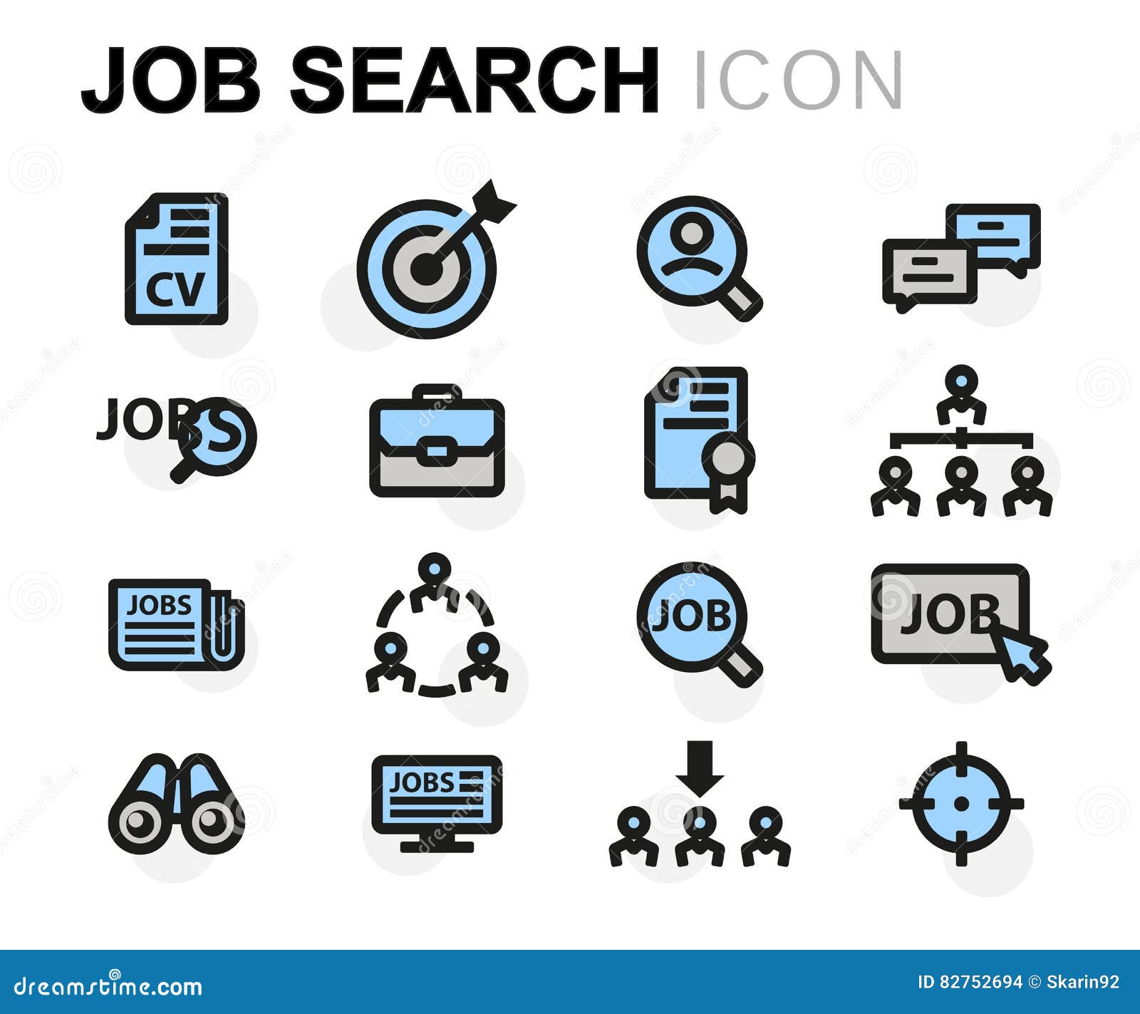 Vector Flat Job Search Icons Set Stock Vector - Illustration of ...