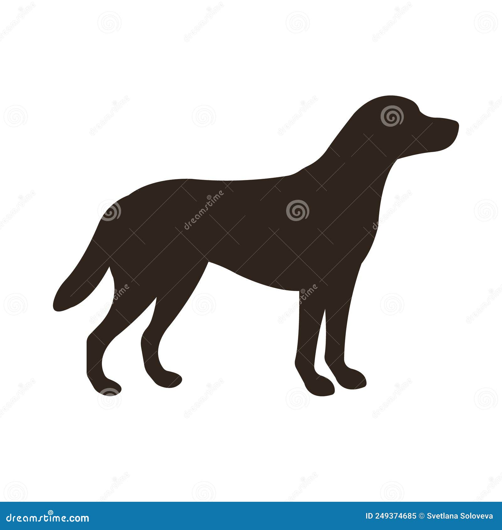 Vector Flat Labrador Dog Silhouette Stock Vector - Illustration of ...