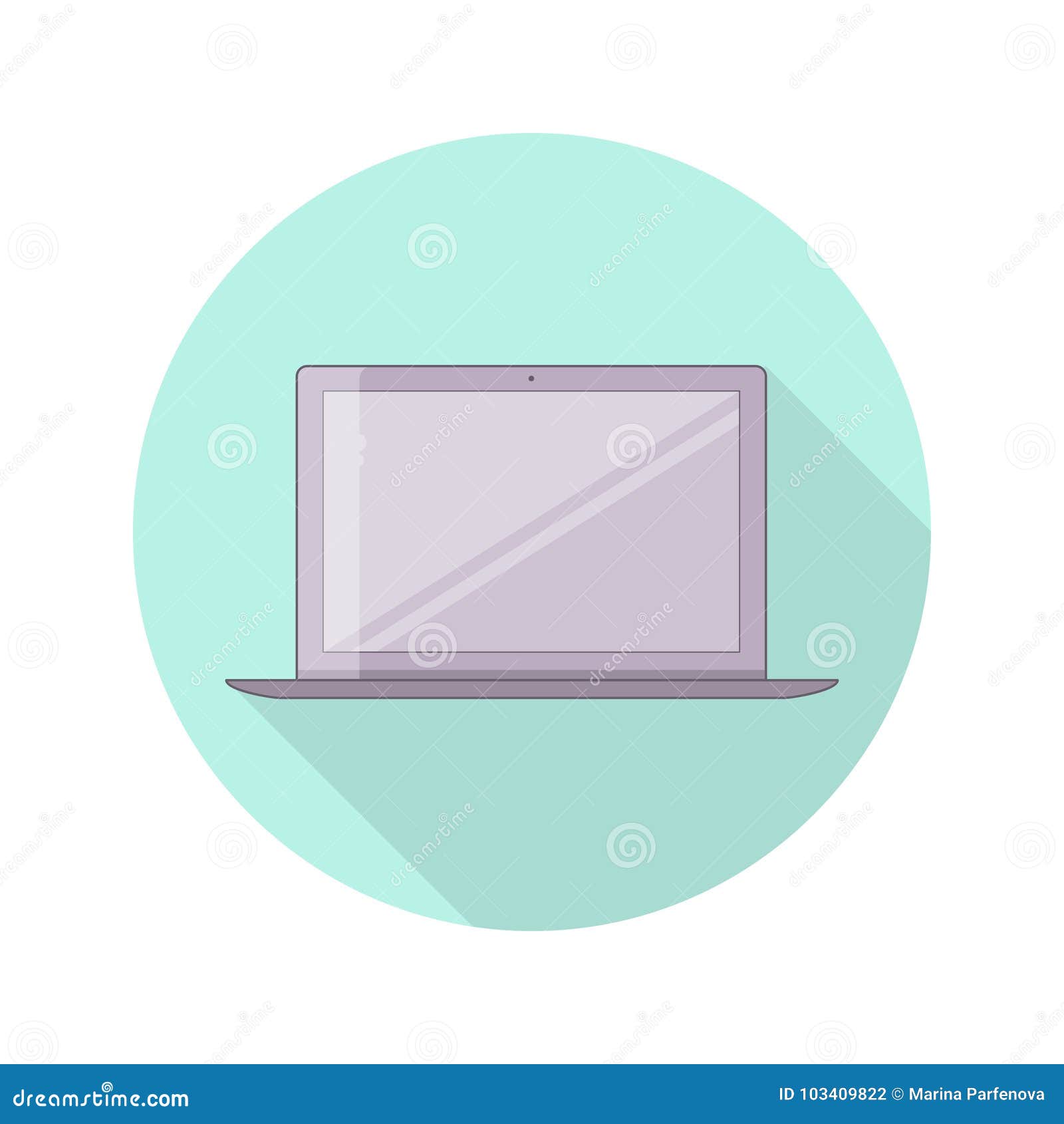 Vector Flat Laptop. Color Round Icon in Flat Style. Stock Vector ...