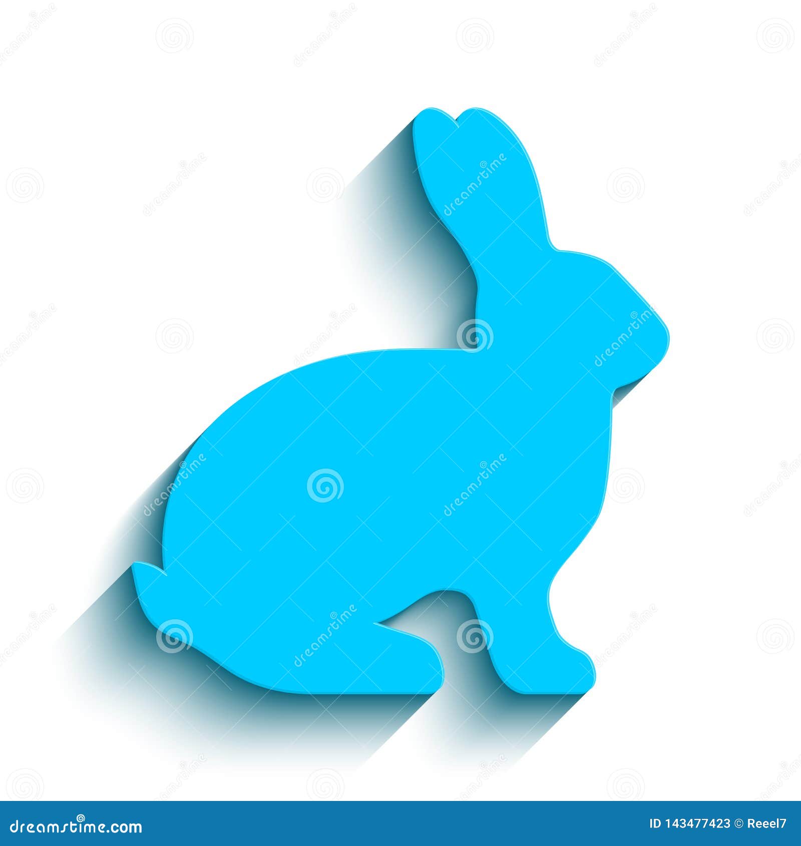 Vector Flat Light Blue Side Silhouette of a Rabbit with Long Shadow ...
