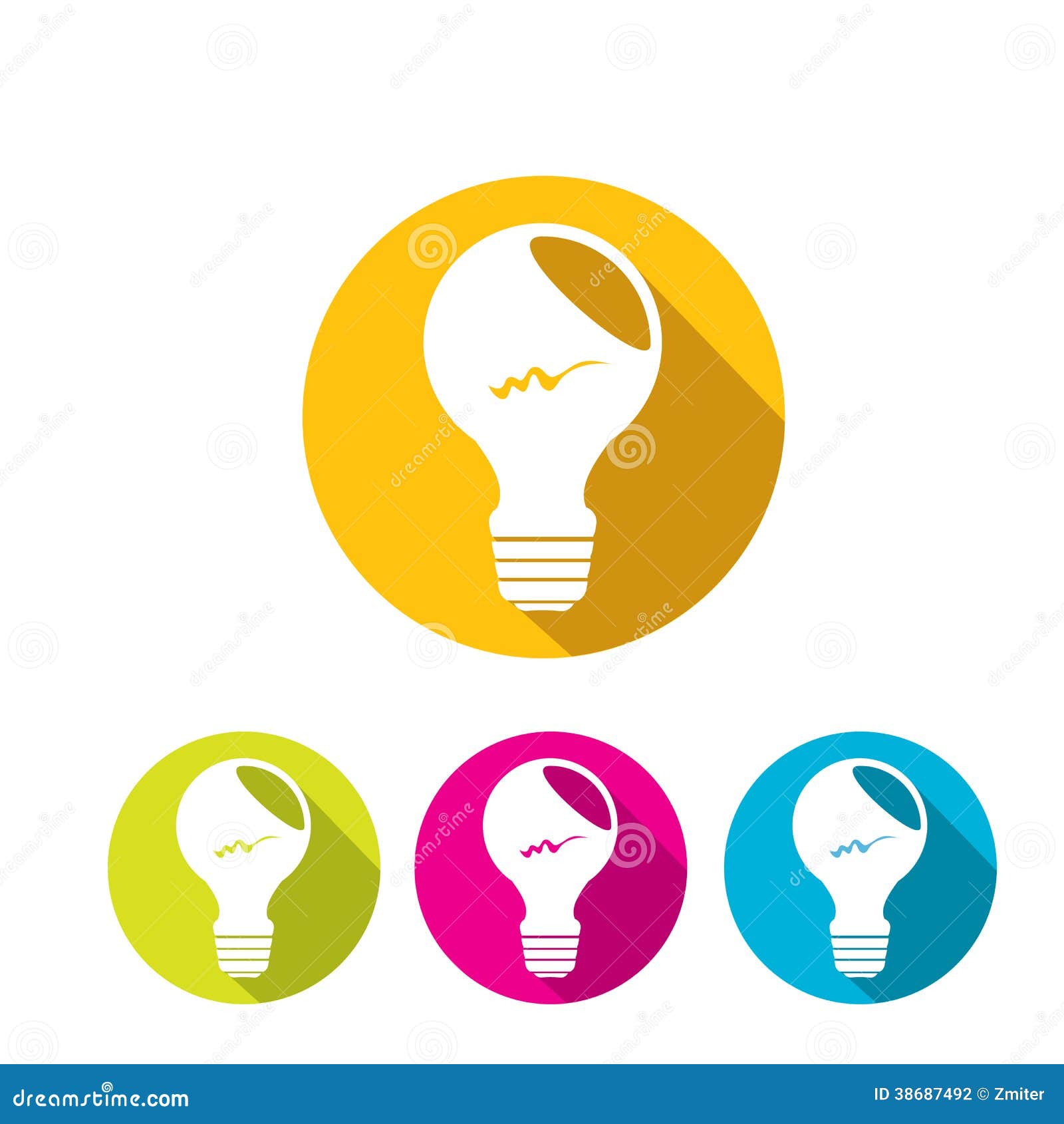 Vector Flat Light Bulb Idea Icon Collection Stock Illustration ...
