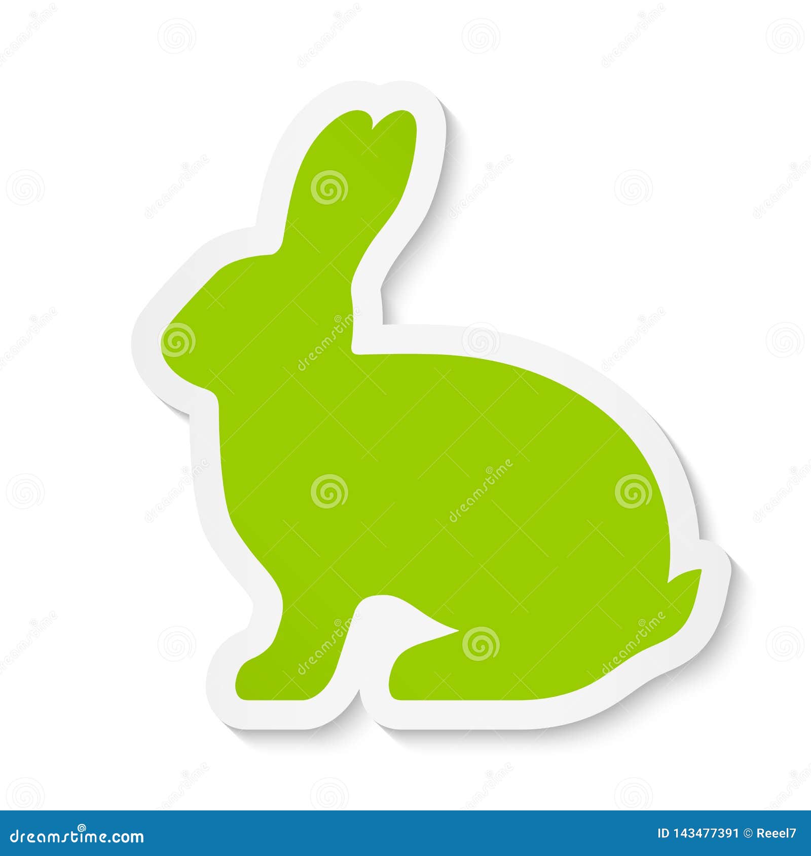 Vector Flat Light Green Rabbit Sticker Icon Isolated on White ...