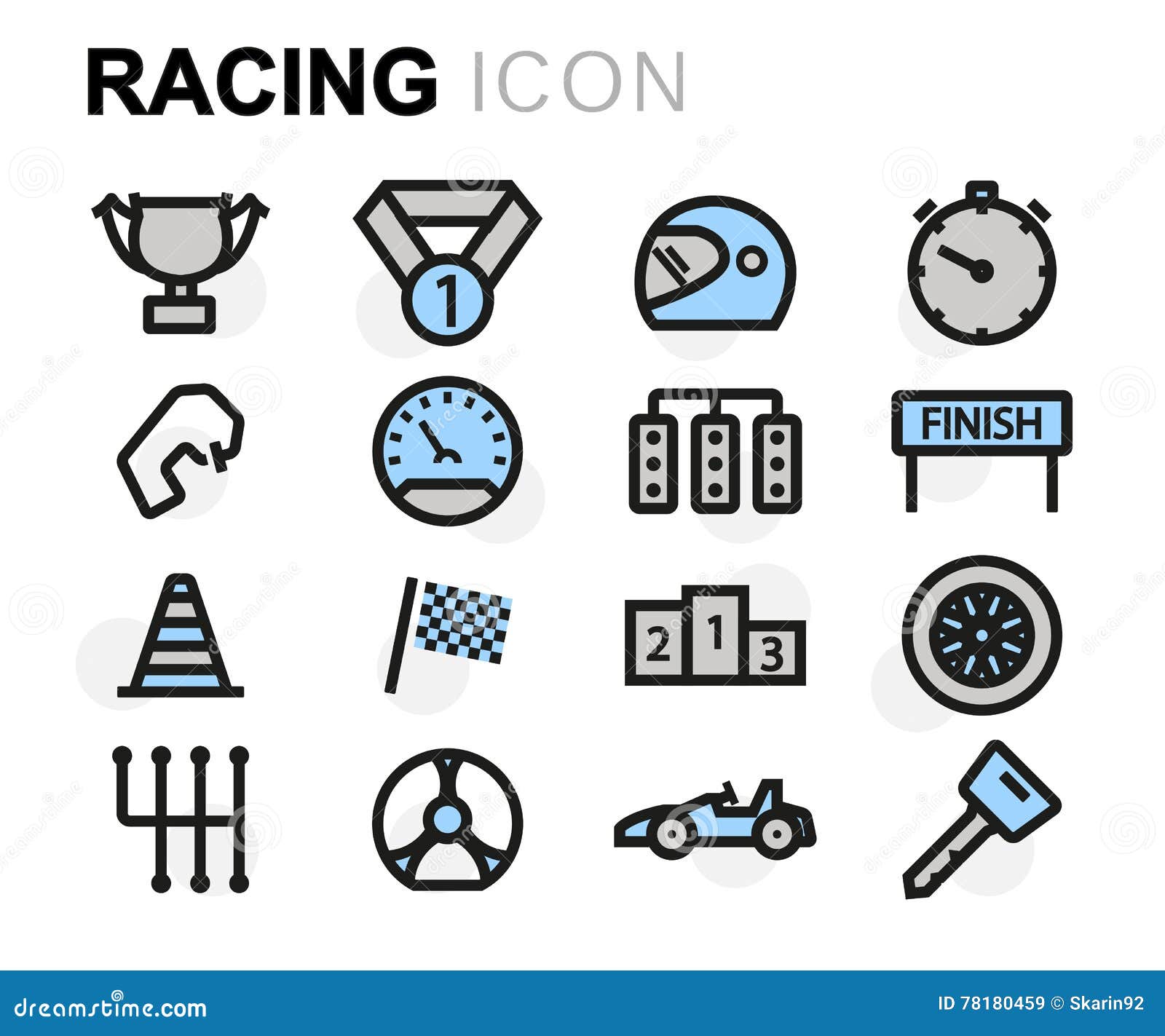 Car Racing Icons Set, Cartoon Style | CartoonDealer.com #76571841
