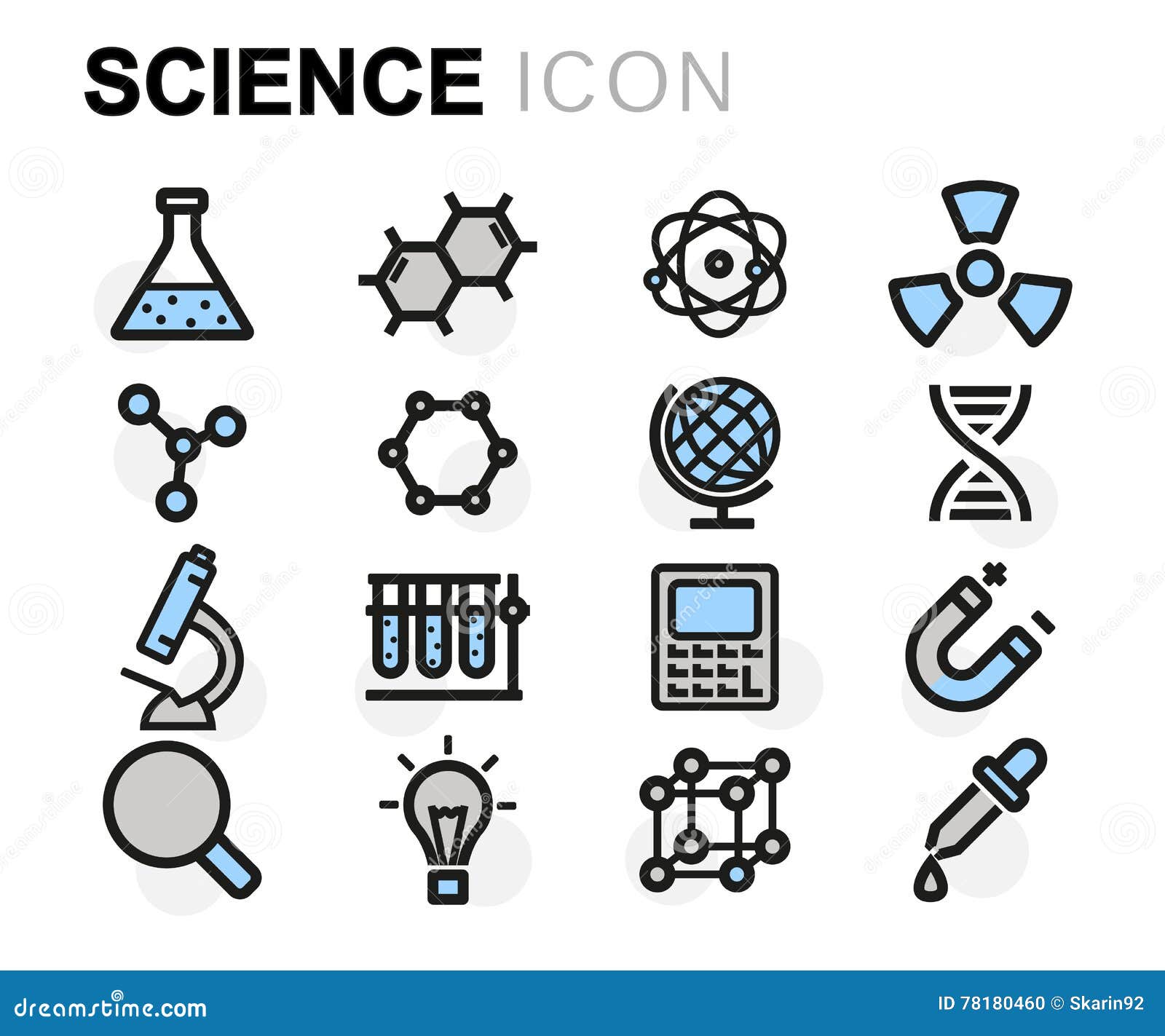 Vector Flat Line Science Icons Set Stock Illustration - Illustration of ...