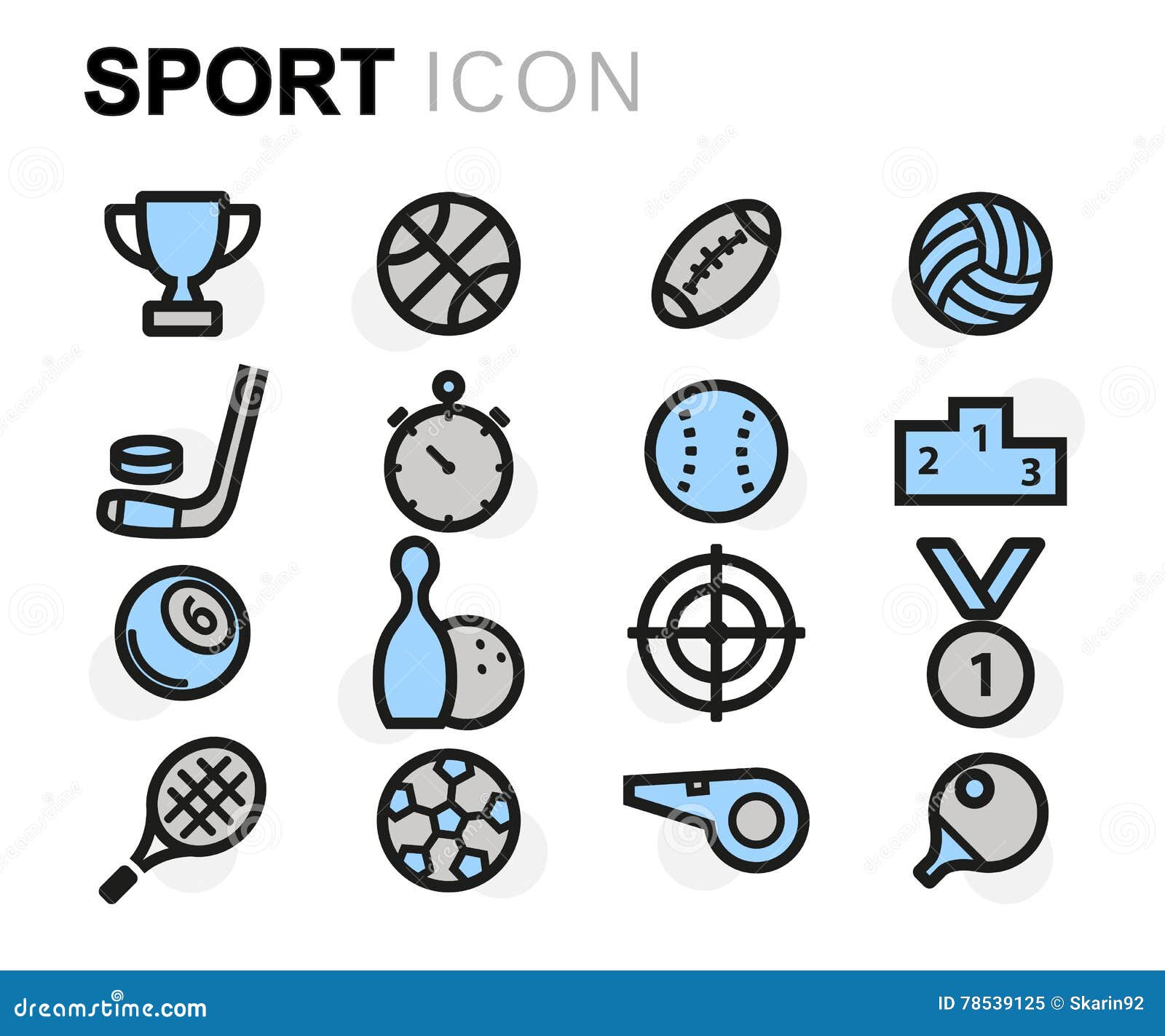 Vector Flat Line Sport Icons Set Stock Illustration - Illustration of ...