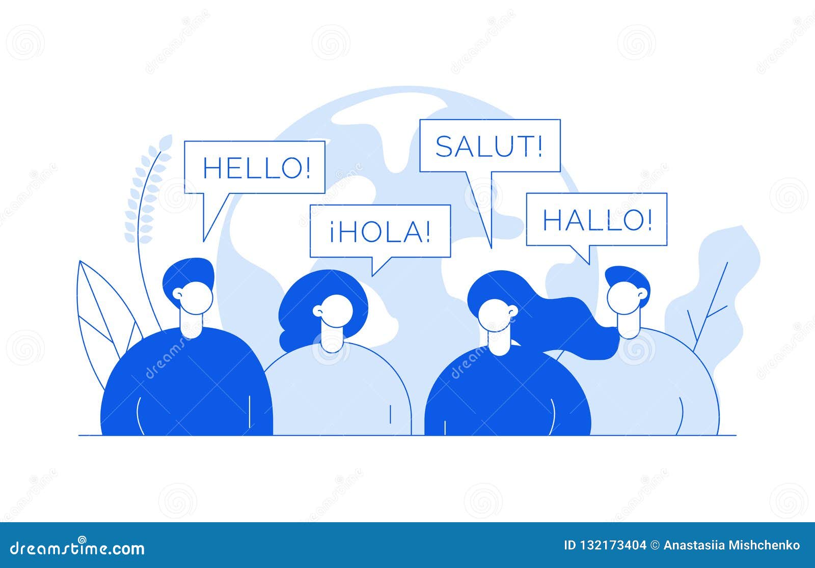 Vector Flat Line Translation Concept of Big Modern People,speaking ...