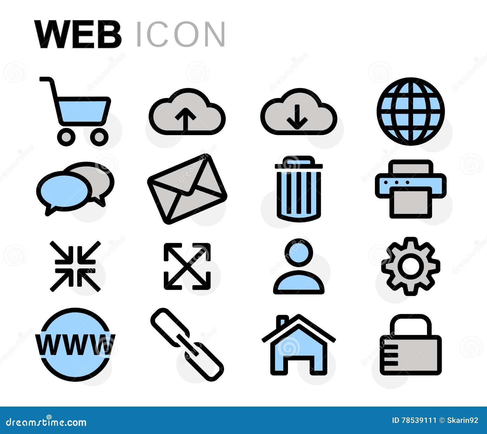 Vector Flat Line Web Icons Set Stock Illustration - Illustration of ...