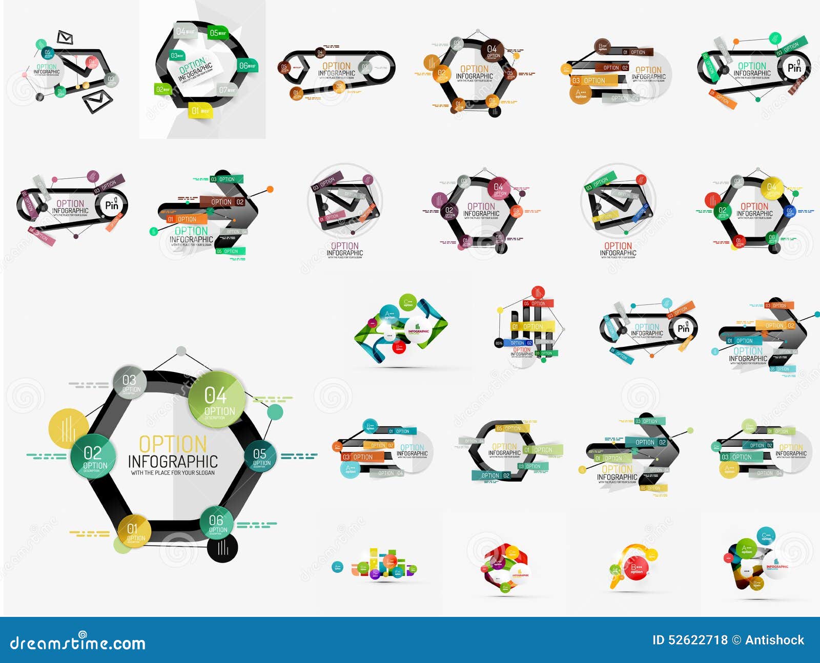 Vector Flat Linear Concept Infographic Set Stock Vector - Illustration ...