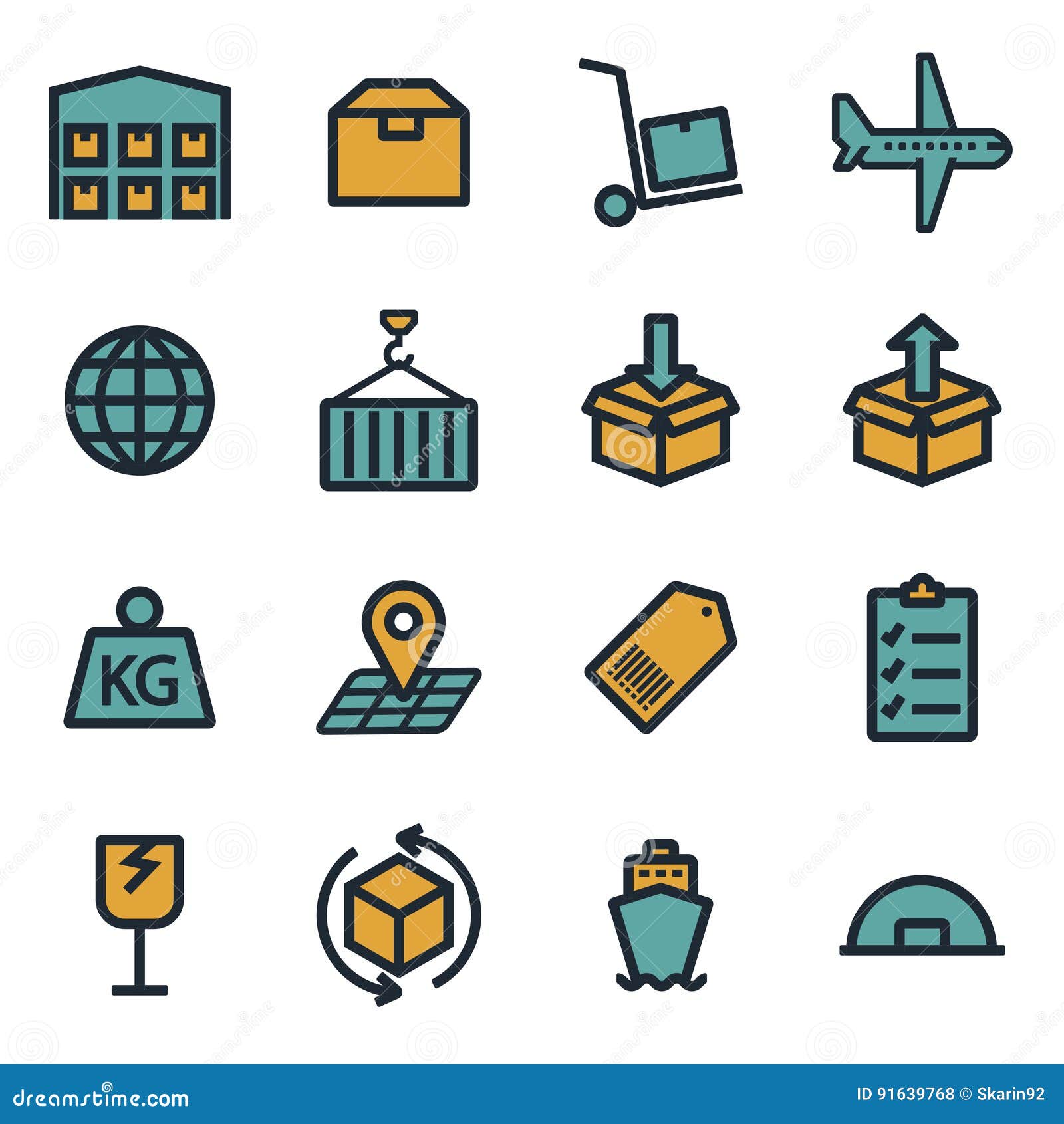 Vector Flat Logistics Icons Set Stock Illustration - Illustration of ...