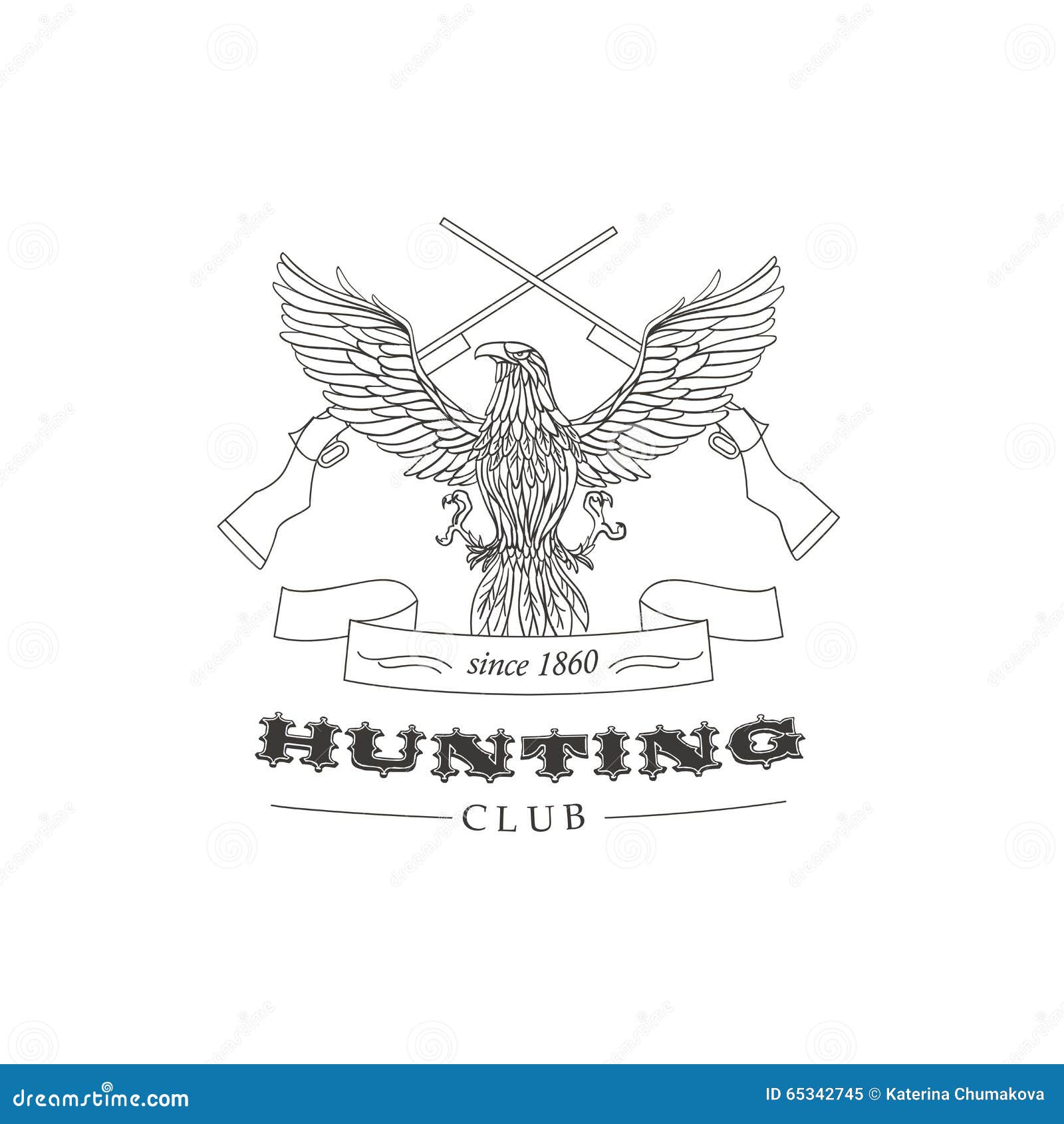 Vector Flat Logo for Hunting Club. Stock Vector - Illustration of icon ...