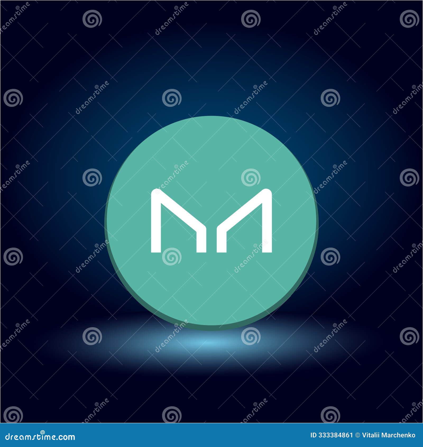 Vector Flat Maker Token Symbol on Blue Background Editorial Photo ...
