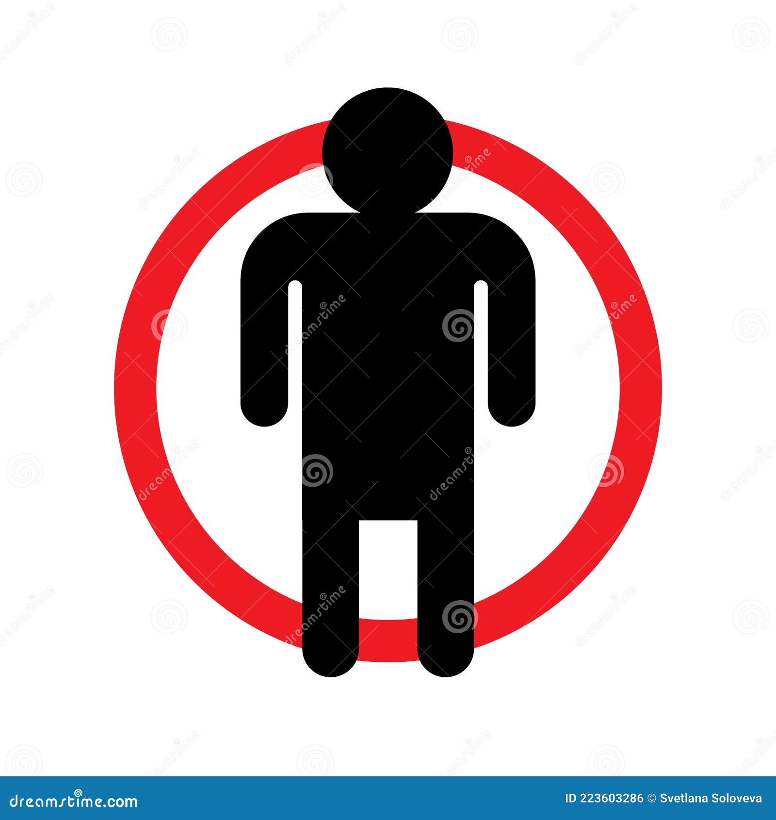 Vector Flat Man Silhouette in Red Circle Stock Illustration ...