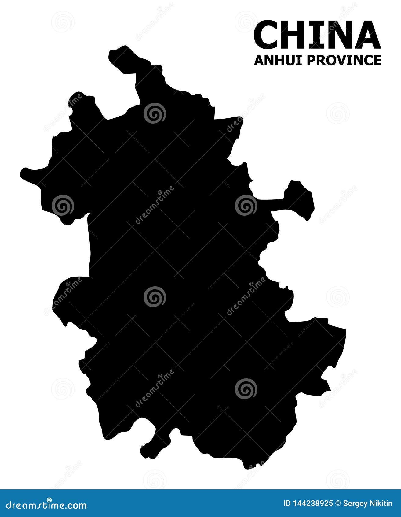 Vector Flat Map of Anhui Province with Caption Stock Vector ...