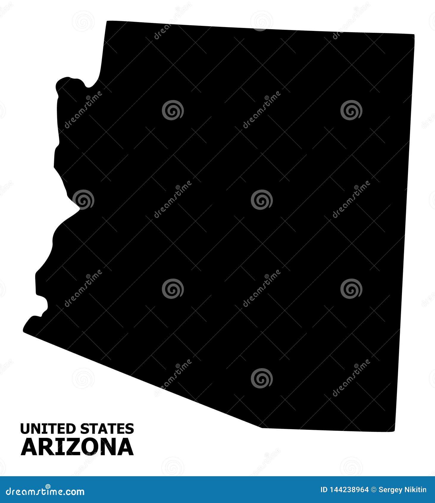 Vector Flat Map of Arizona State with Name Stock Vector - Illustration ...