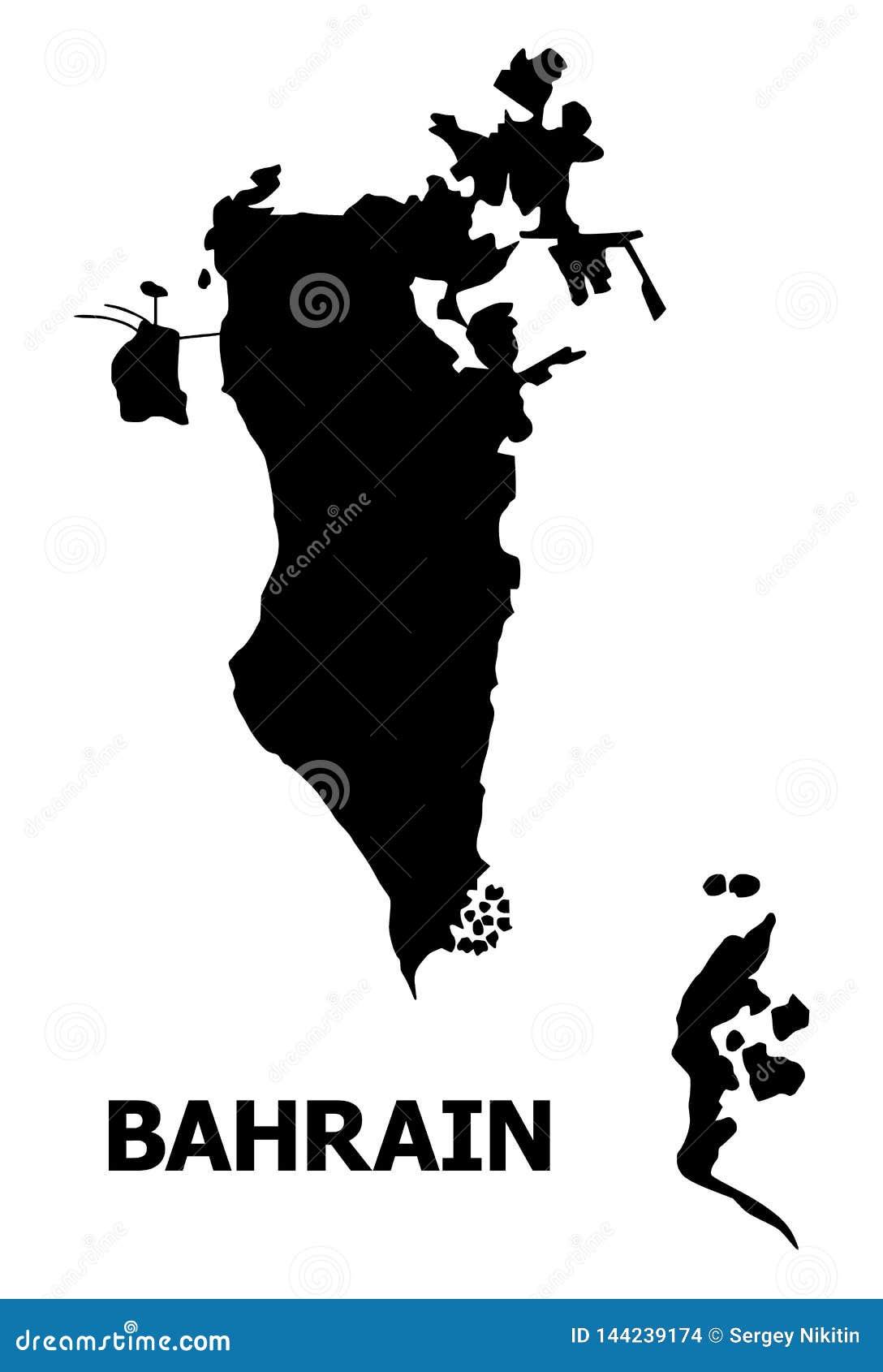 Vector Flat Map of Bahrain with Name Stock Vector - Illustration of ...