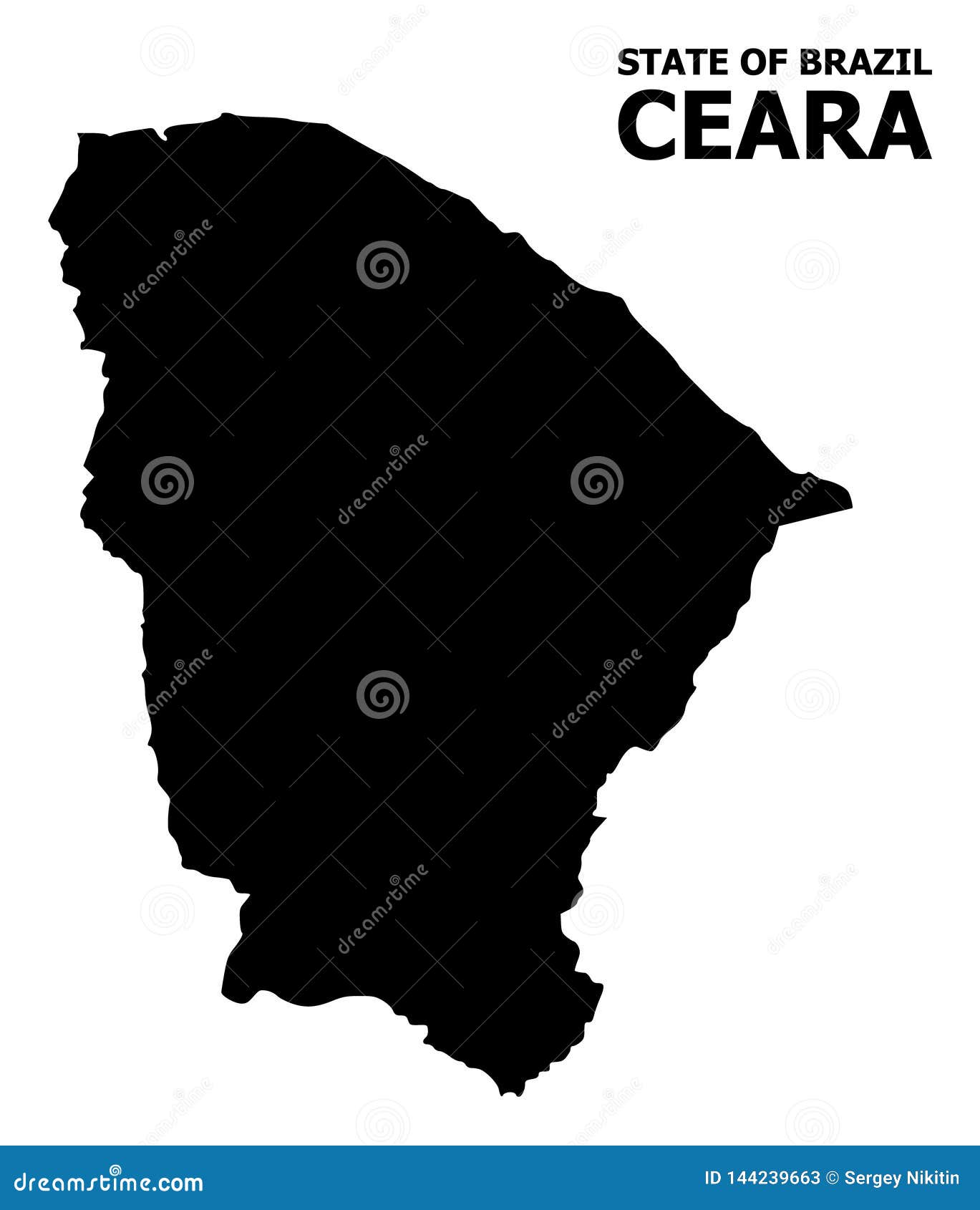 Vector Flat Map of Ceara State with Name Stock Vector - Illustration of ...