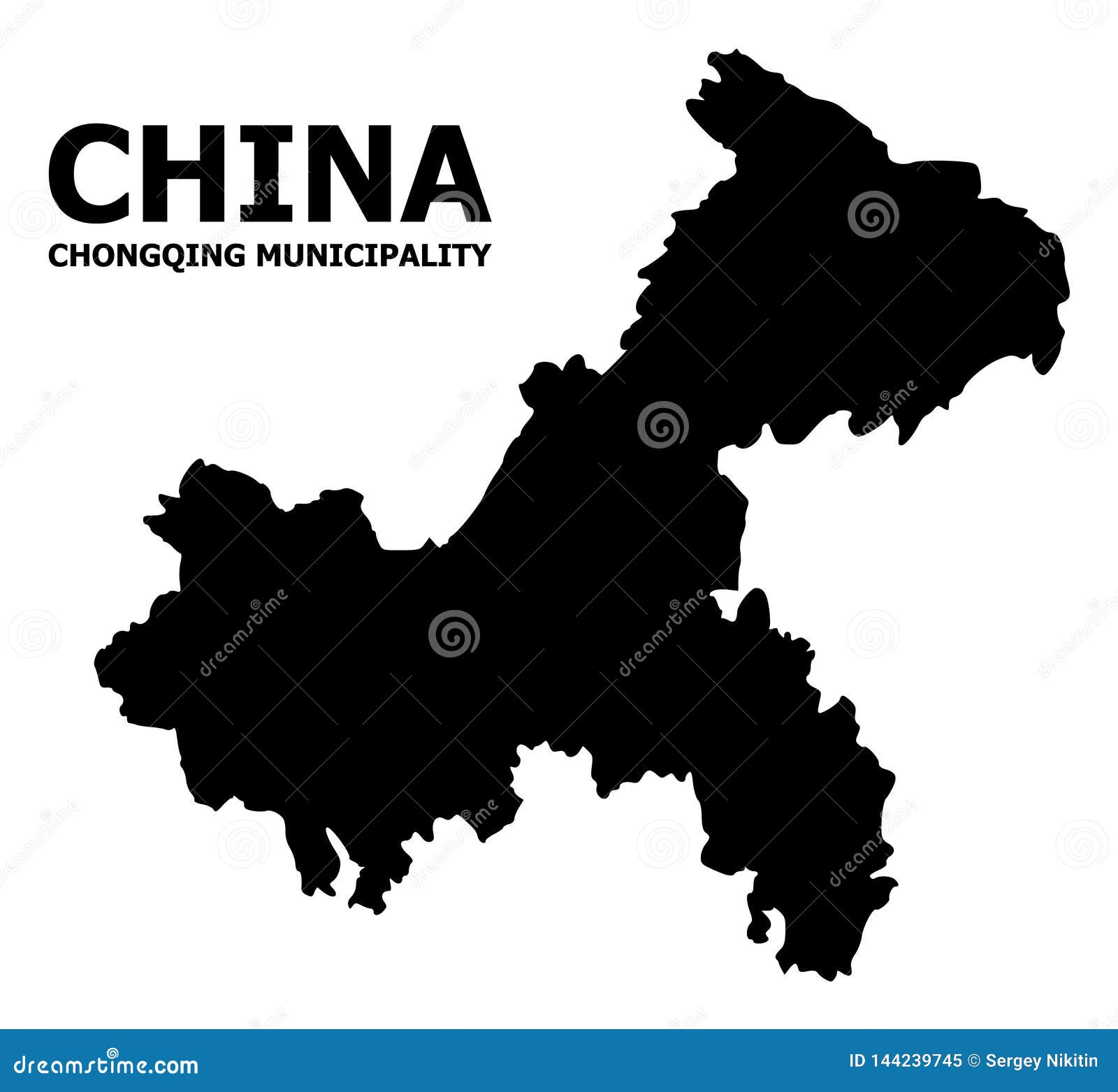 Vector Flat Map of Chongqing Municipality with Name Stock Vector ...